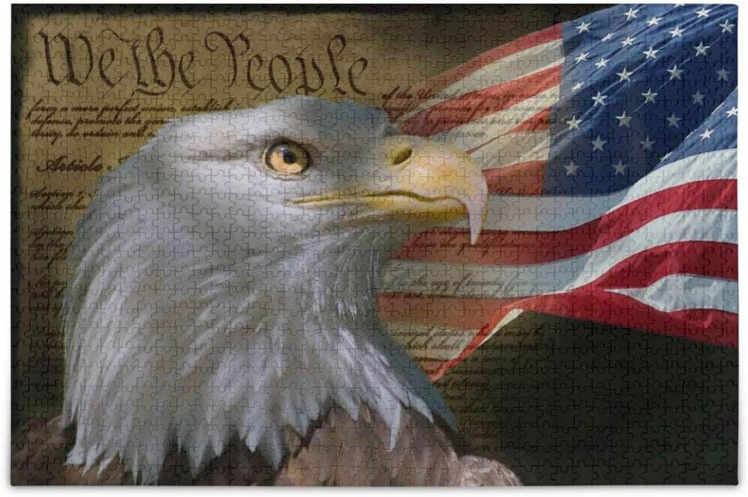 Dreamtimes Vintage American Flag Wooden Jigsaw Puzzles, 20.5" x 14.9 ...