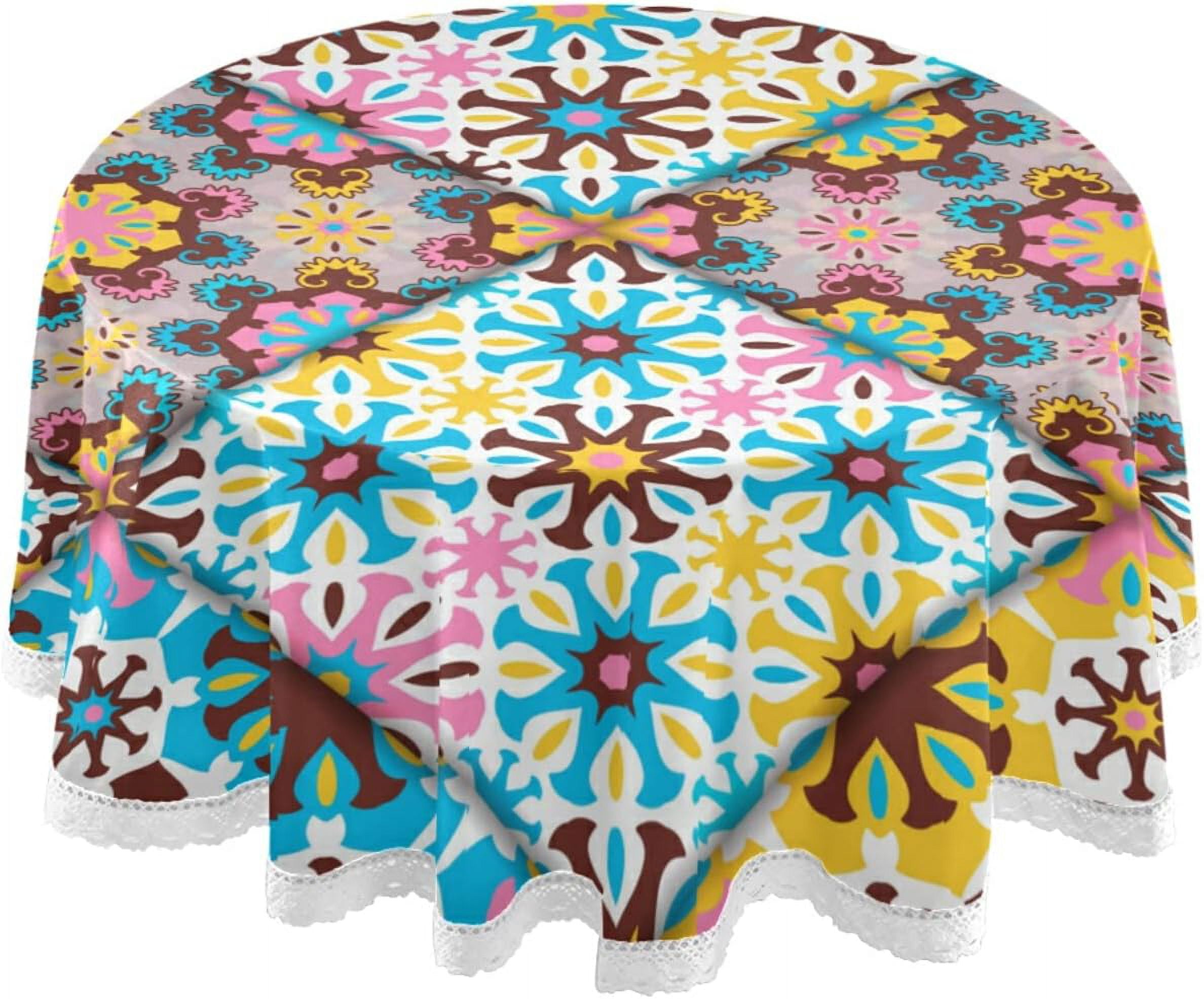 Dreamtimes Vintage Boho Style Round Tablecloth 60", Table Cover Water ...