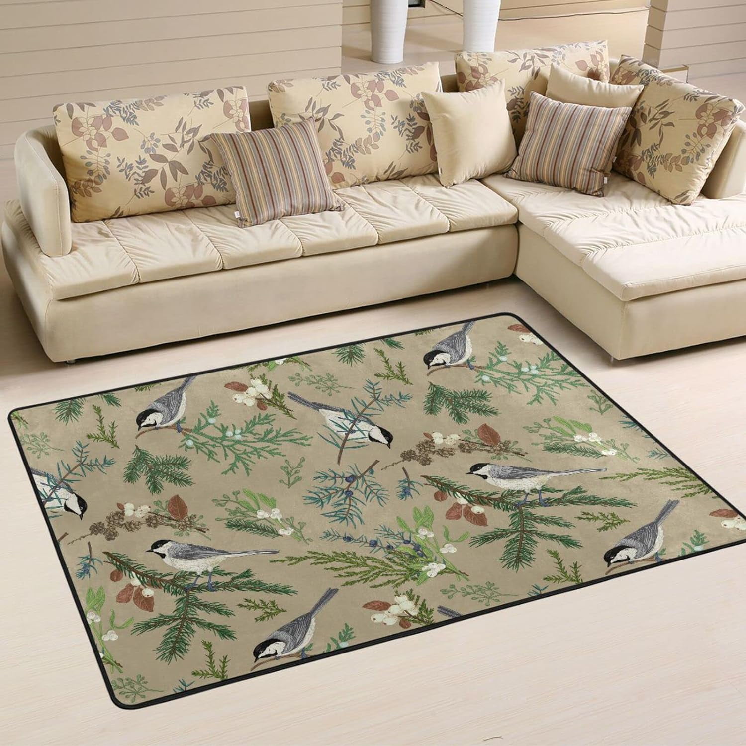 Dreamtimes Vintage Branches Birds Non-Slip Area Rug 36"x24", Winter ...
