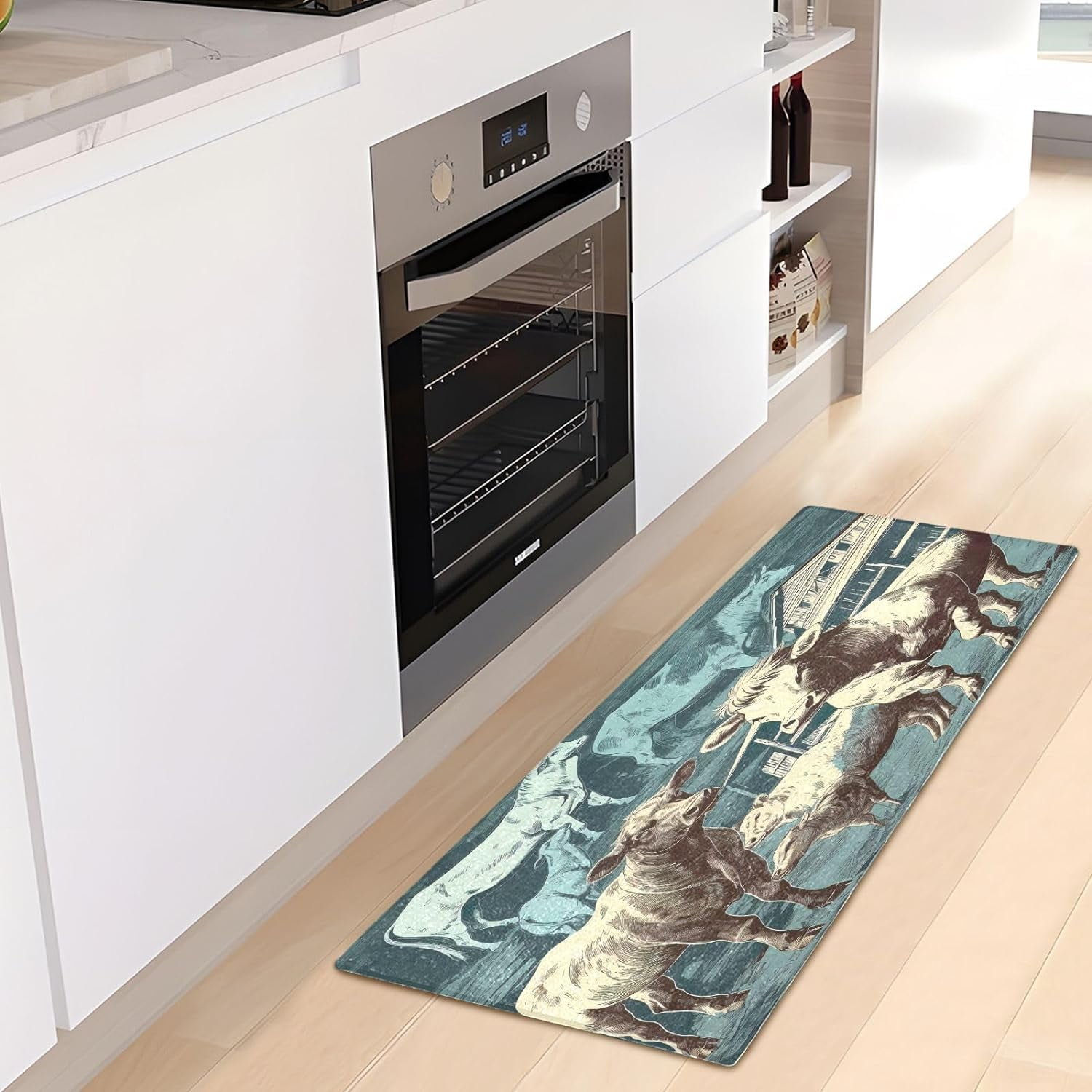 Dreamtimes Vintage Farm Animals Kitchen Mat 20"x39", Non Skid Kitchen ...