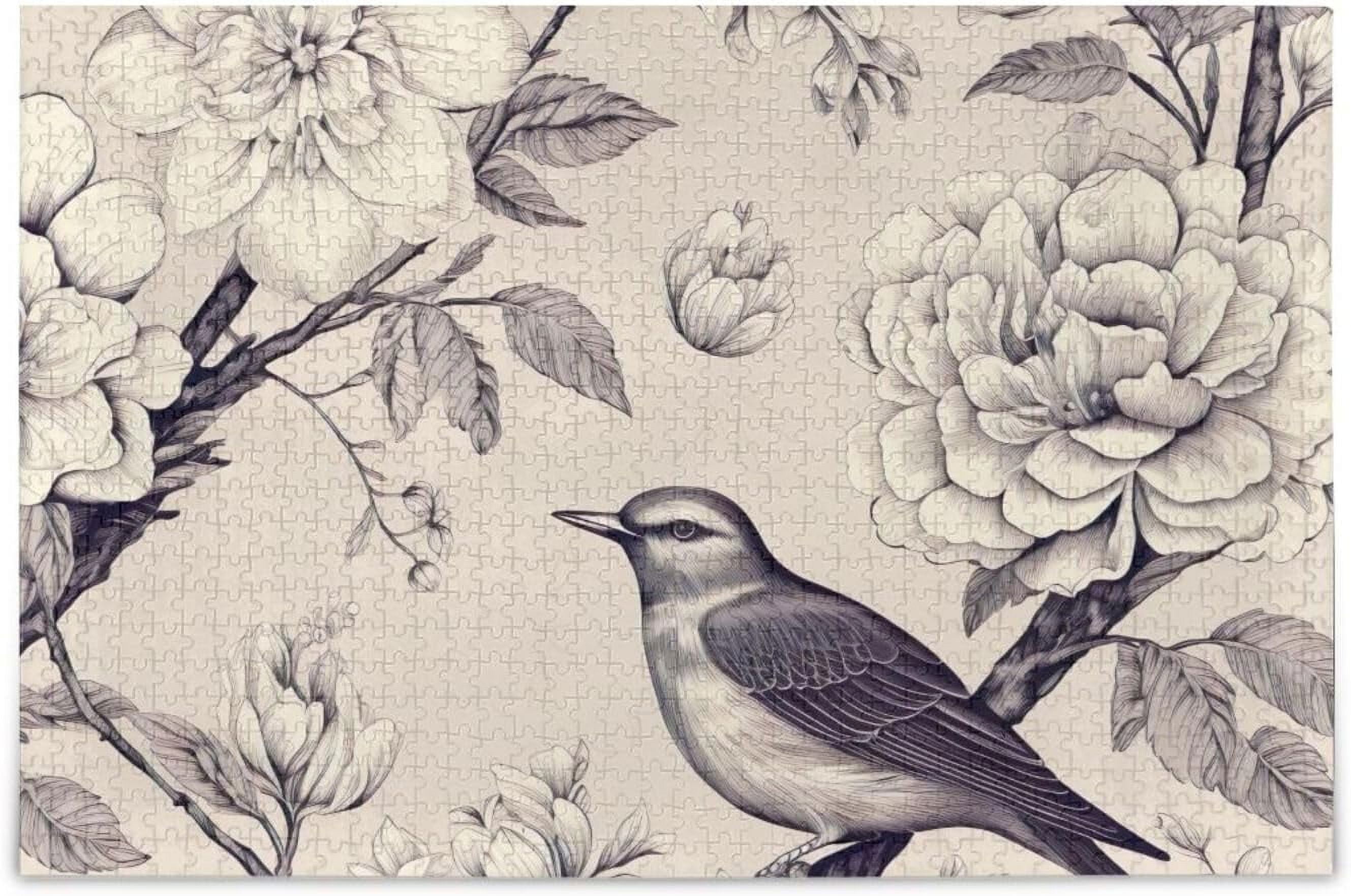 Dreamtimes Vintage Floral Birds Puzzle 1000 Pieces - Wooden Jigsaw ...