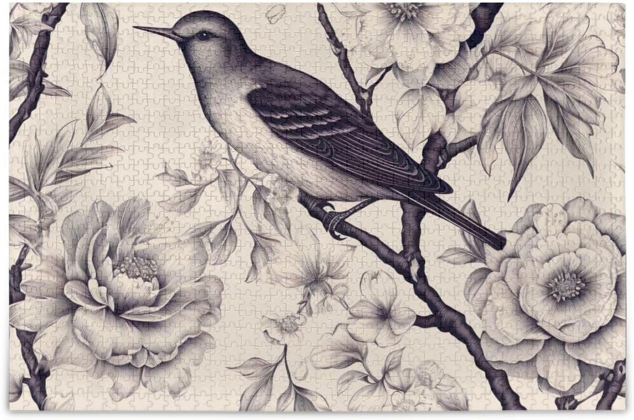 Dreamtimes Vintage Floral Birds Puzzle 500 Pieces - Wooden Jigsaw ...