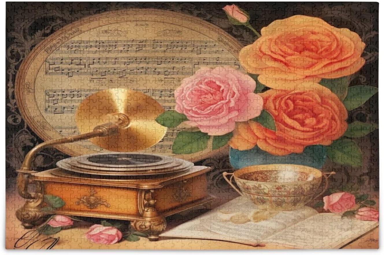 Dreamtimes Vintage Gramophone Pattern Puzzles for Adults and Kids 1000 ...