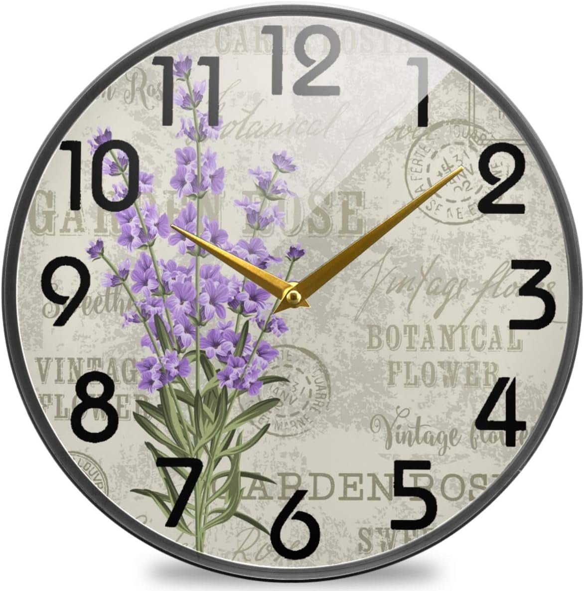 Dreamtimes Vintage Lavender Elegant Flower Print Round Wall Clock, 12 ...