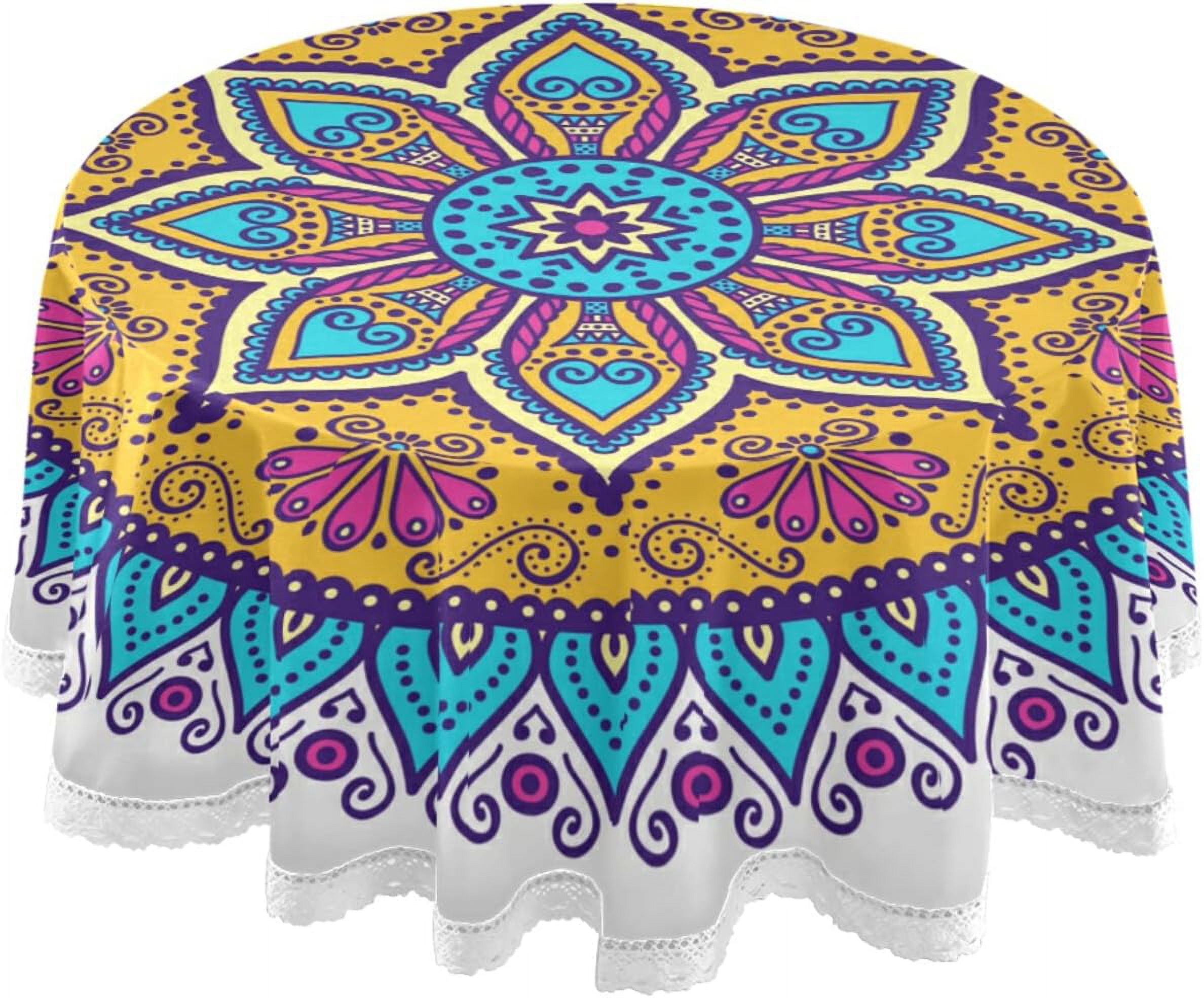 Dreamtimes Vintage Mandala Elements Round Tablecloth 60", Table Cover ...