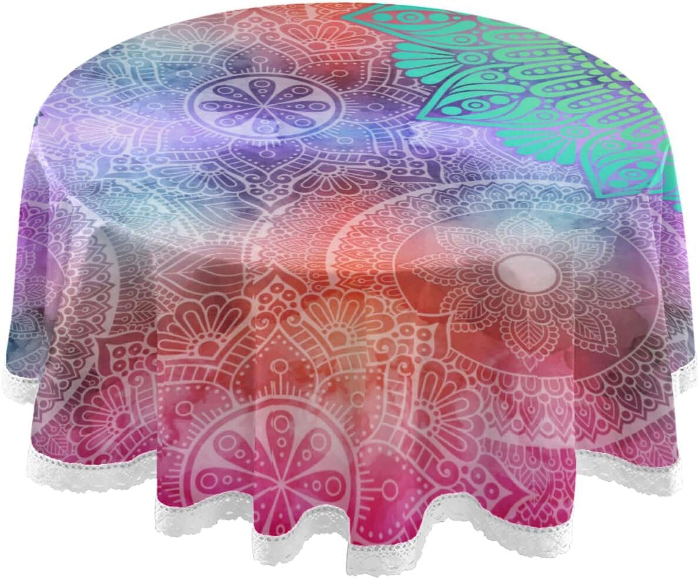 Dreamtimes Vintage Mandala Elements Round Tablecloth 60", Table Cover ...