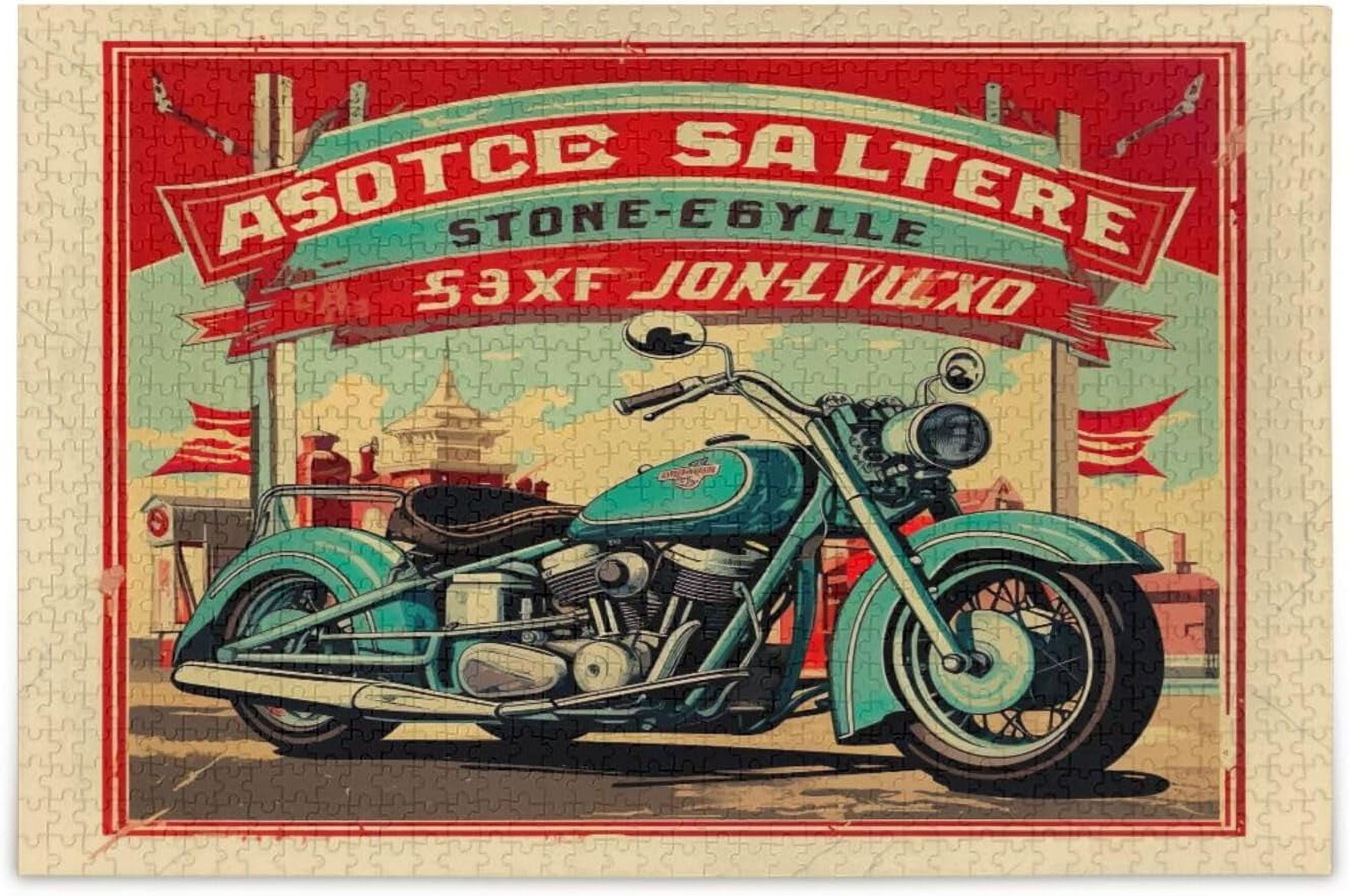 Dreamtimes Vintage Motorcycle Pattern Puzzle 1000 Pieces - Wooden ...