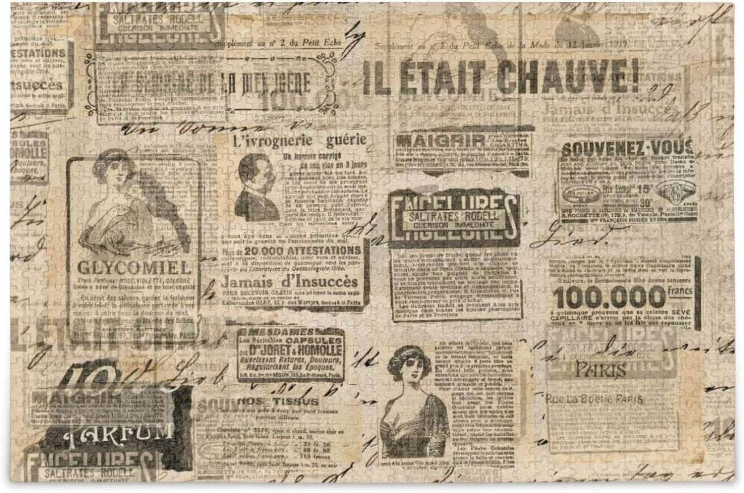 Dreamtimes Vintage Newspaper Wooden Jigsaw Puzzles, 20.5" x 14.9 ...