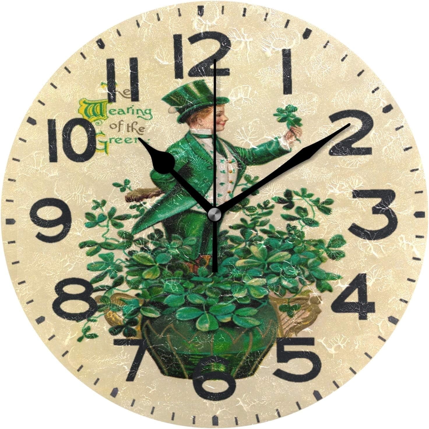 Dreamtimes Vintage St. Patrick's Day Leprechaun Round Wall Clock, 10 ...
