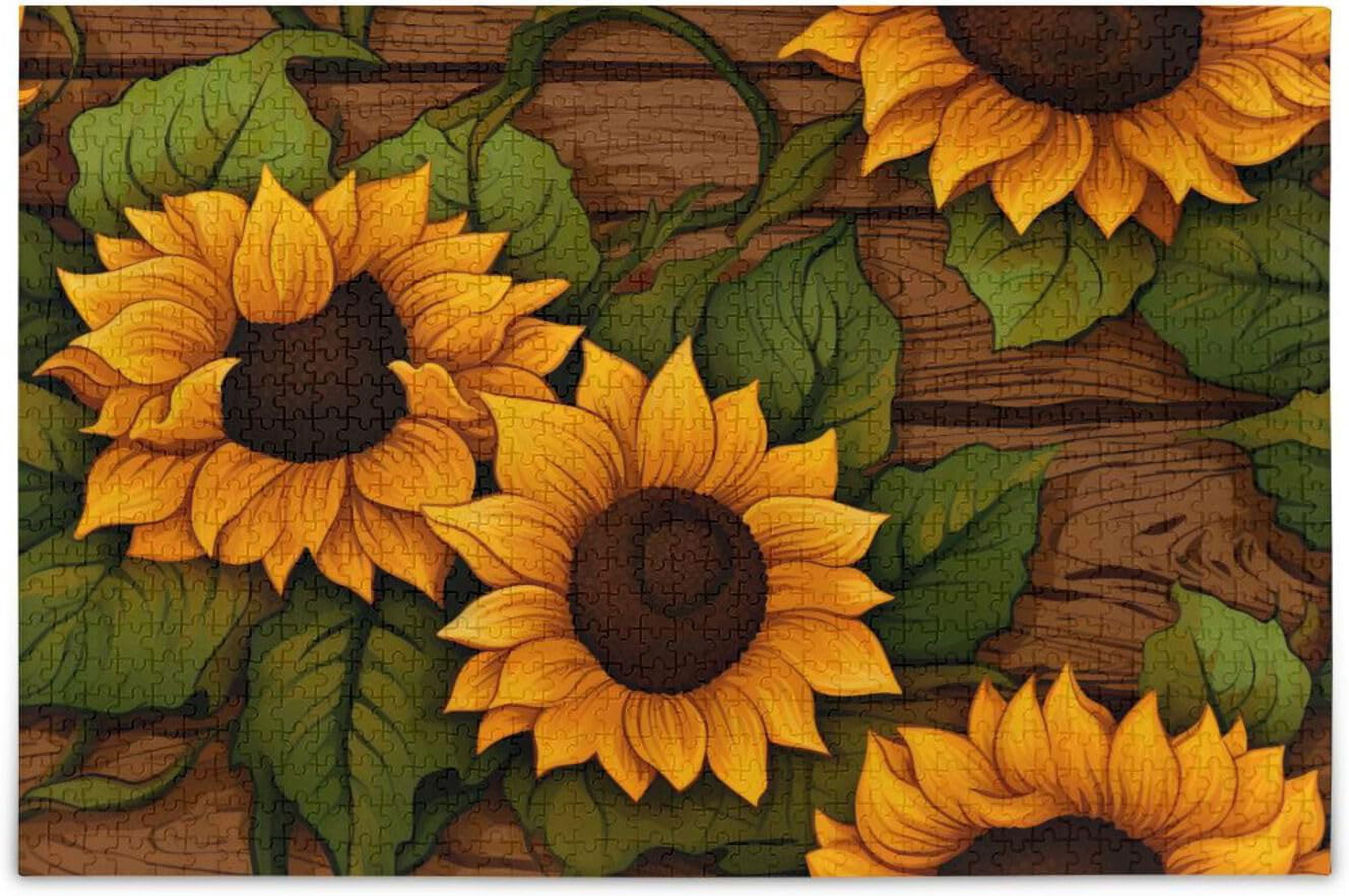 Dreamtimes Vintage Sunflowers Jigsaw Puzzle 1000 Pieces,Wooden Puzzles ...