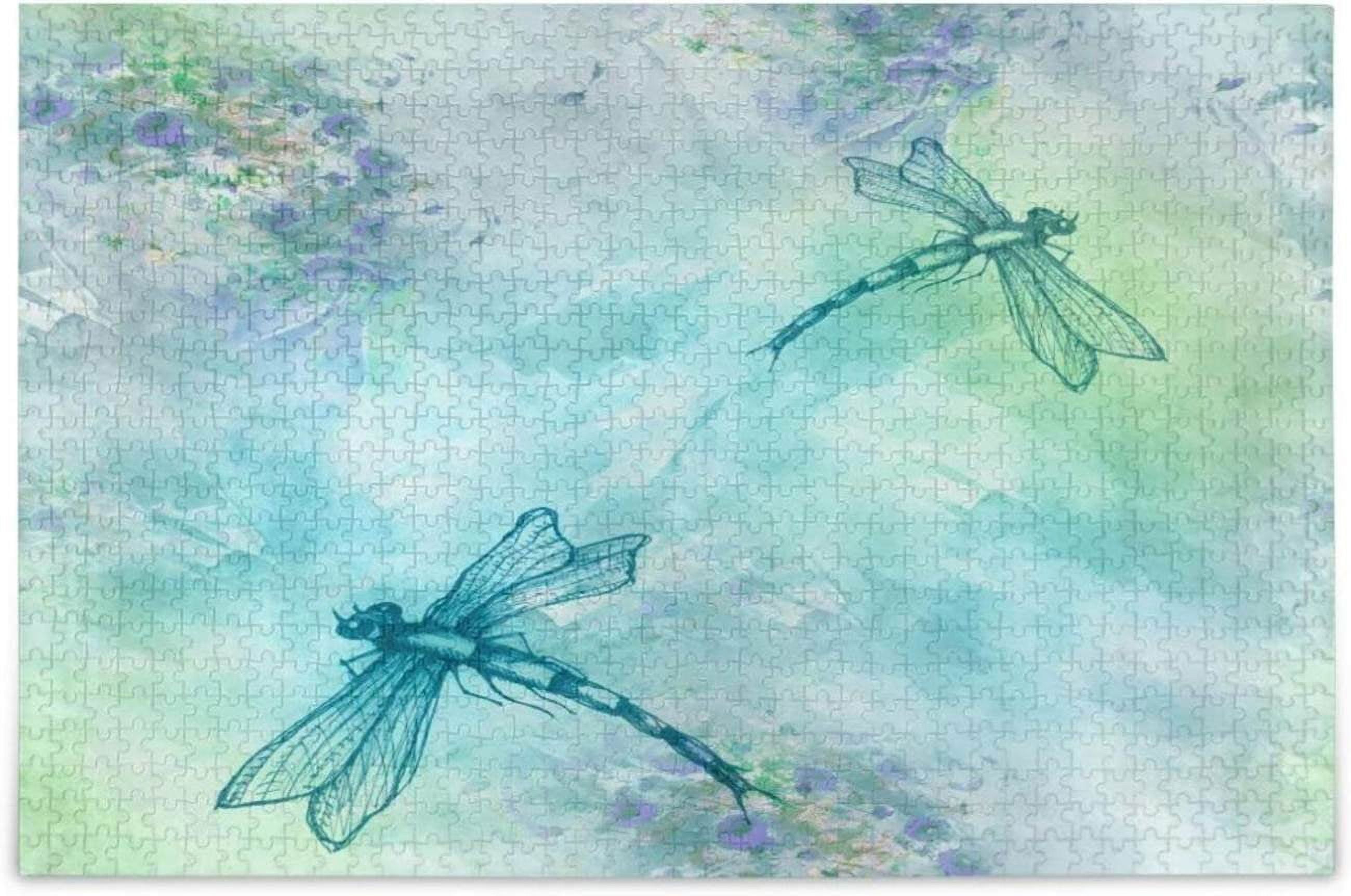 Dreamtimes Vintage Watercolor Dragonfly Jigsaw Puzzles for Adults 1000 ...