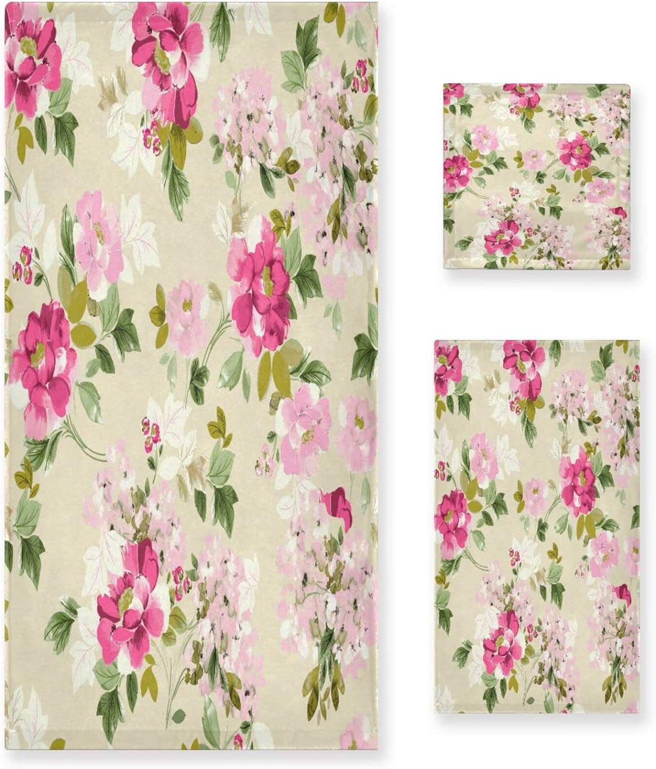 Dreamtimes Violet Roses Bath Towel Set of 3, Highly Absorbent & Soft ...