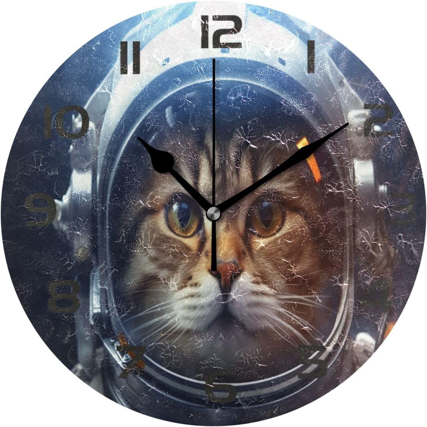 Dreamtimes Wall Clock Astronauts Cats 10 Inch Silent Non Ticking ...