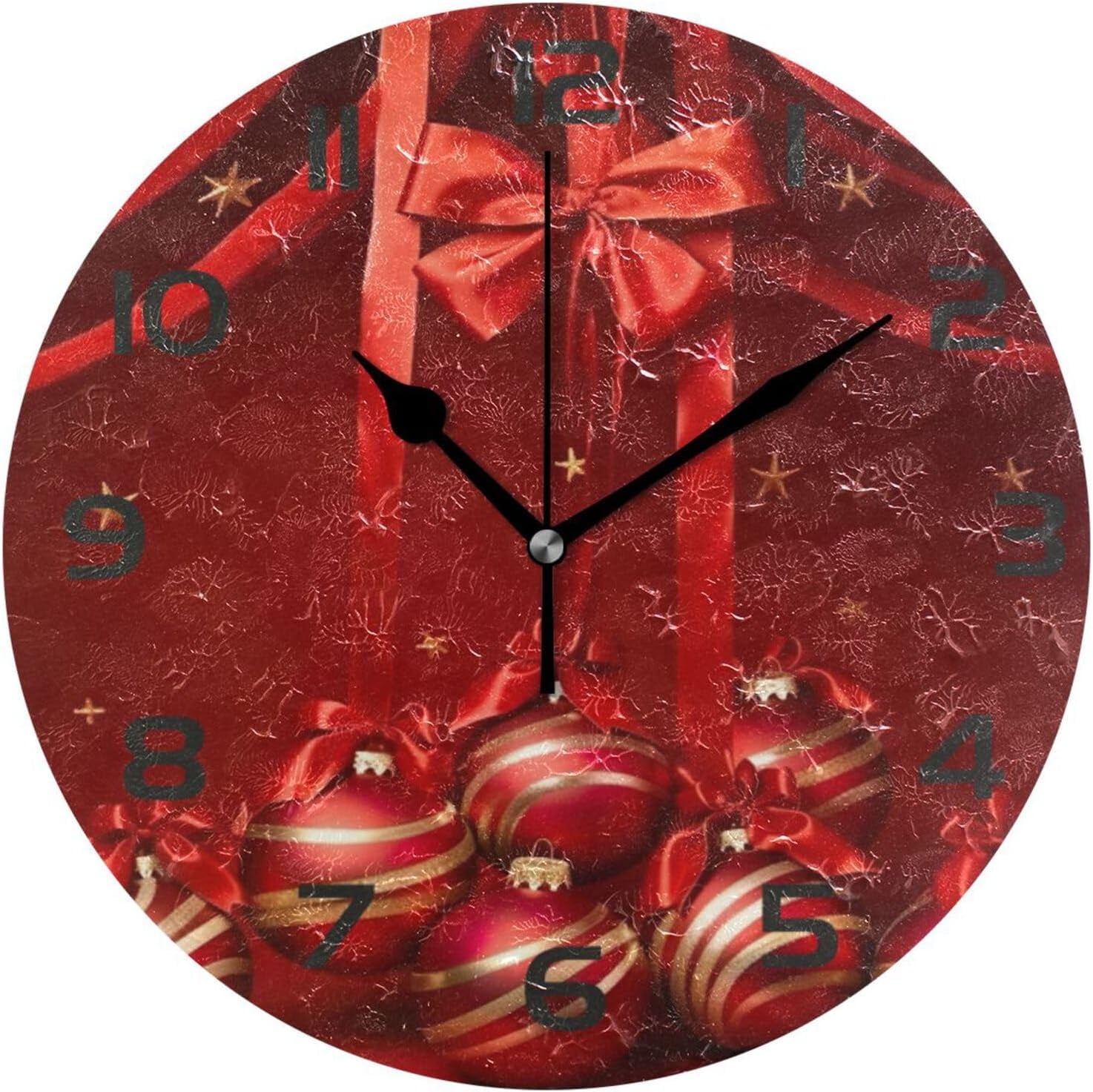 Dreamtimes Wall Clock Christmas Balls 10 Inch Silent Non Ticking ...