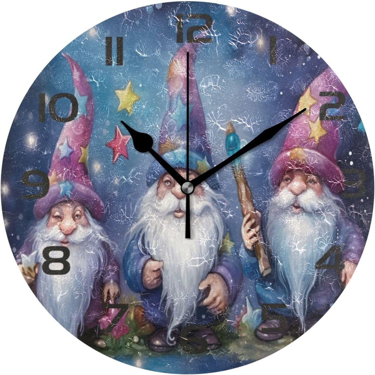 Dreamtimes Wall Clock Christmas Gnomes 10 Inch Silent Non Ticking ...