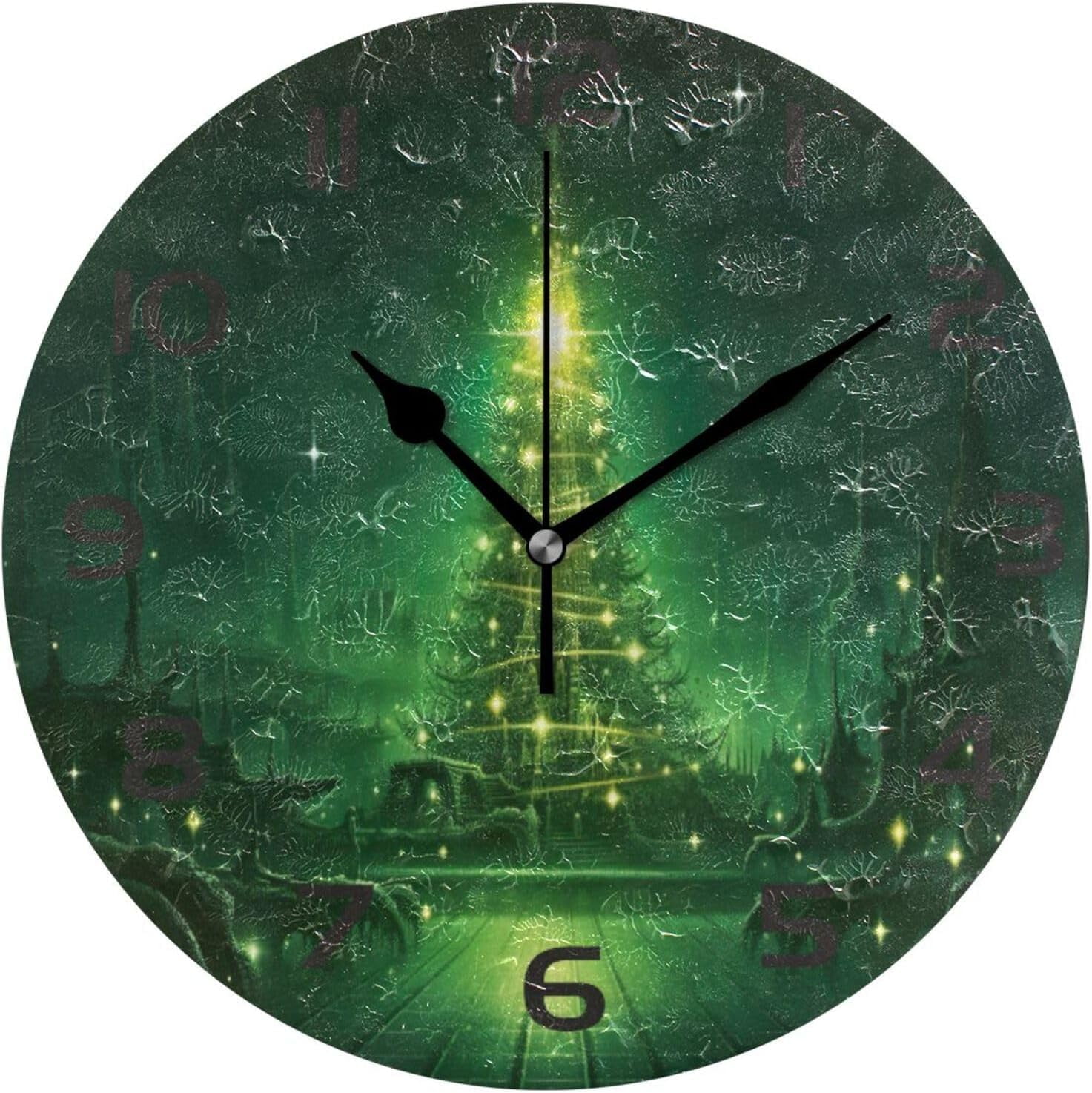 Dreamtimes Wall Clock Christmas Tree 10 Inch Silent Non Ticking Quality ...
