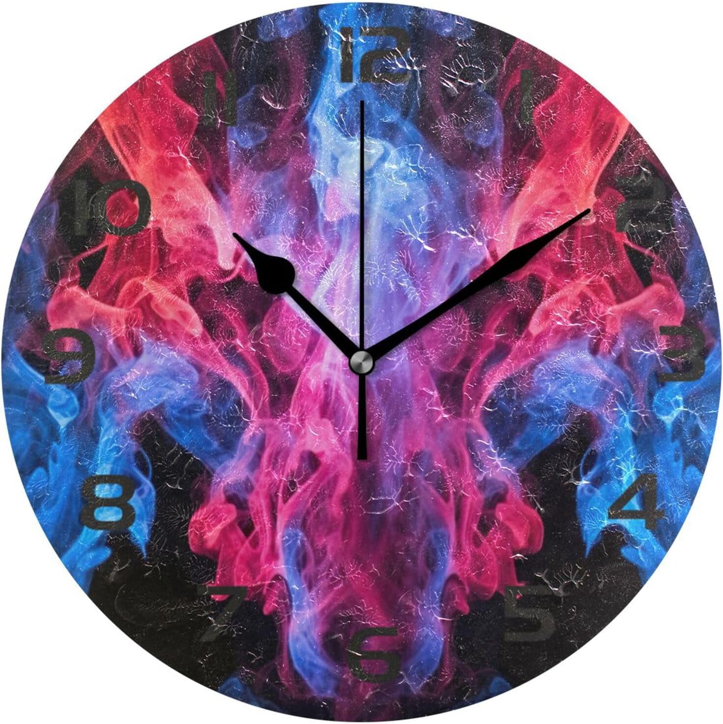 Dreamtimes Wall Clock Colorful Smoke Pattern 10 Inch Silent Non Ticking ...