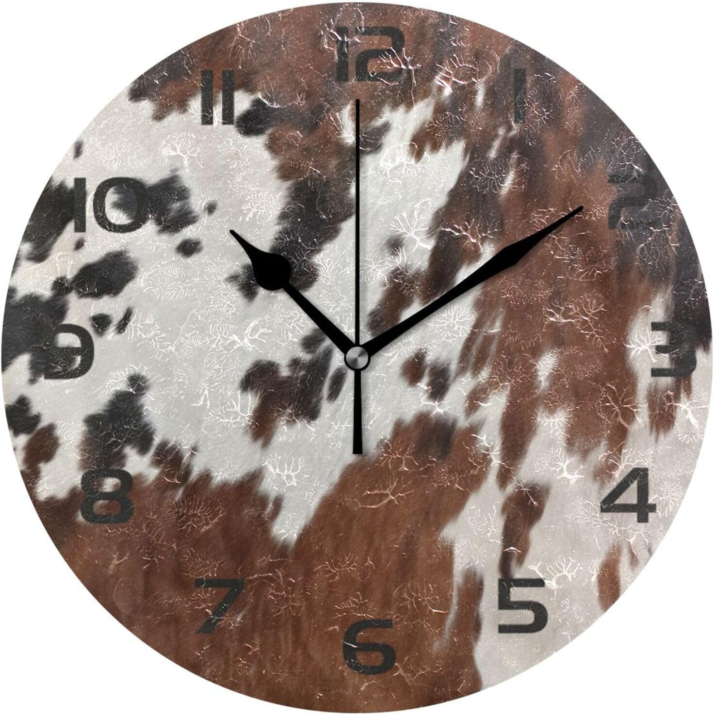 Dreamtimes Wall Clock Cow Print 10 Inch Silent Non Ticking Quality ...