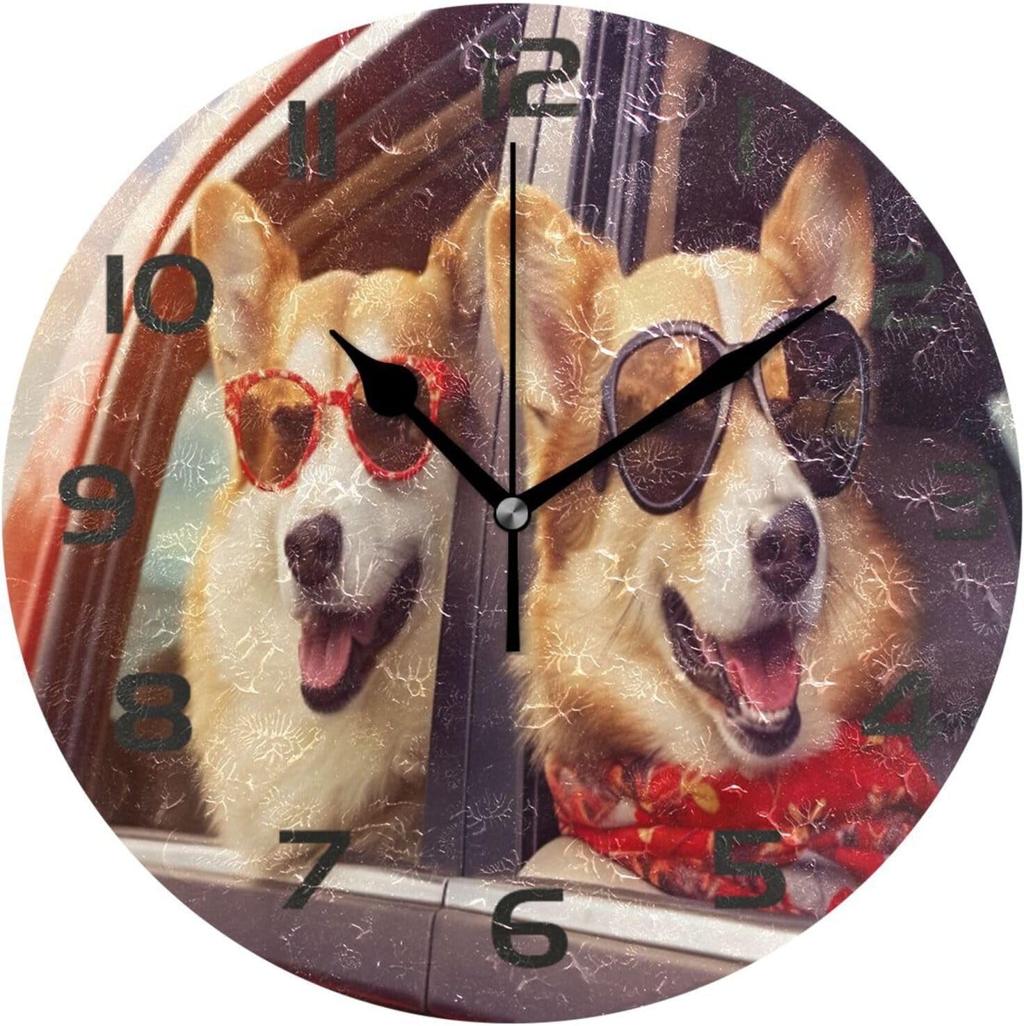 Dreamtimes Wall Clock Cute Dog 10 Inch Silent Non Ticking Quality ...