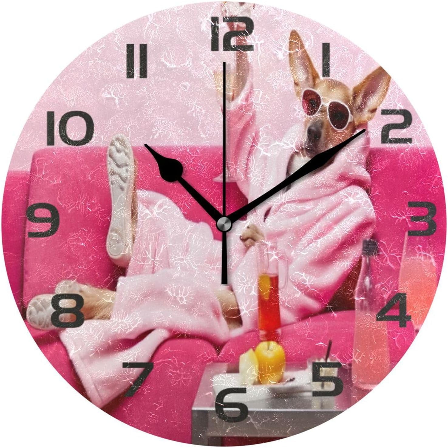 Dreamtimes Wall Clock Dog Relaxing 10 Inch Silent Non Ticking Quality ...