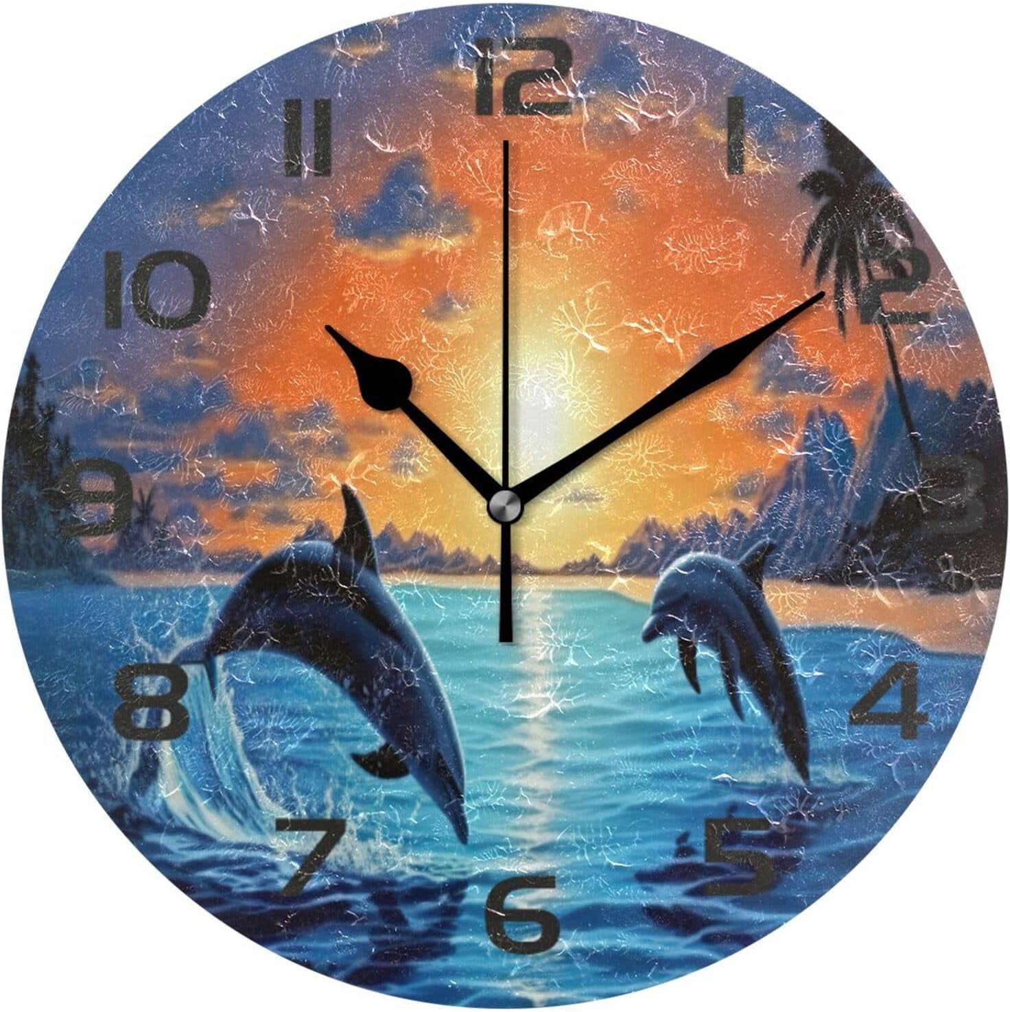 Dreamtimes Wall Clock Dolphin 10 Inch Silent Non Ticking Quality Quartz ...