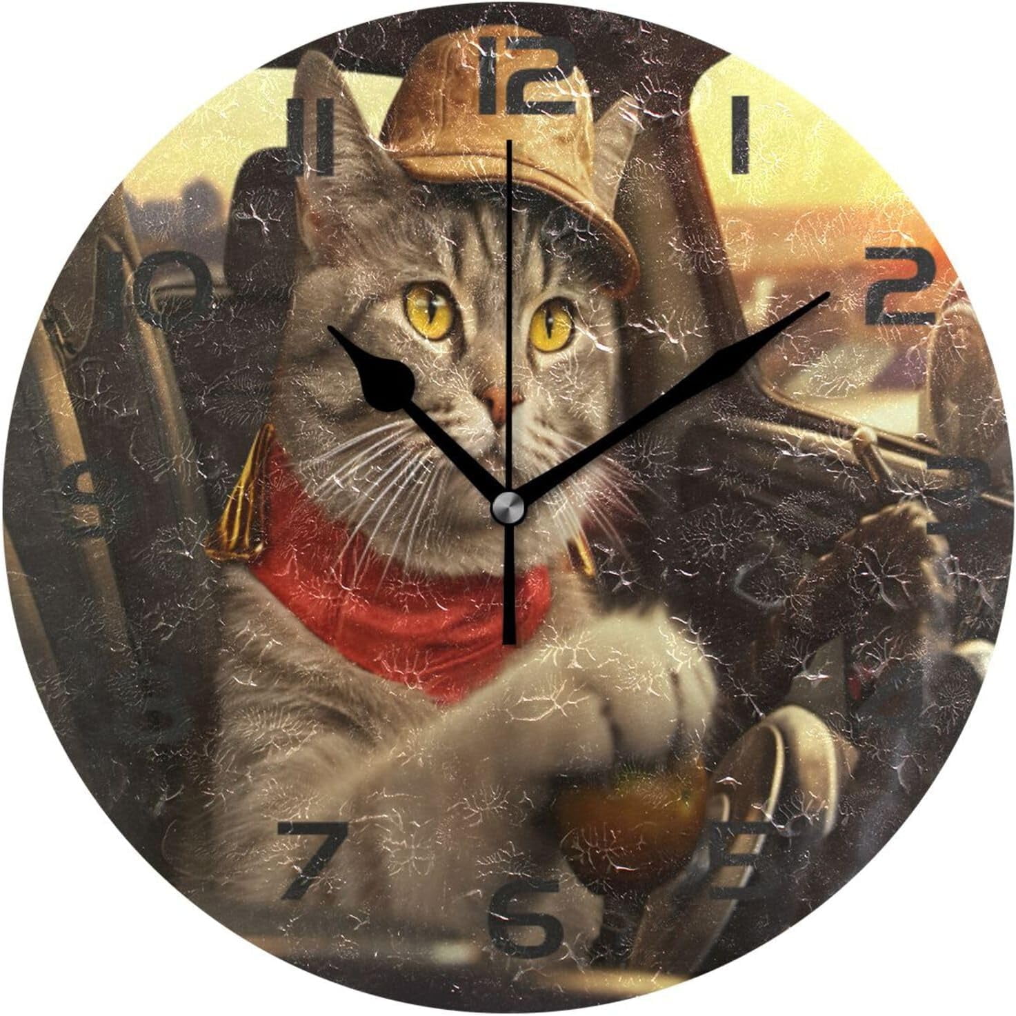 Dreamtimes Wall Clock Driver Cat 10 Inch Silent Non Ticking Quality ...