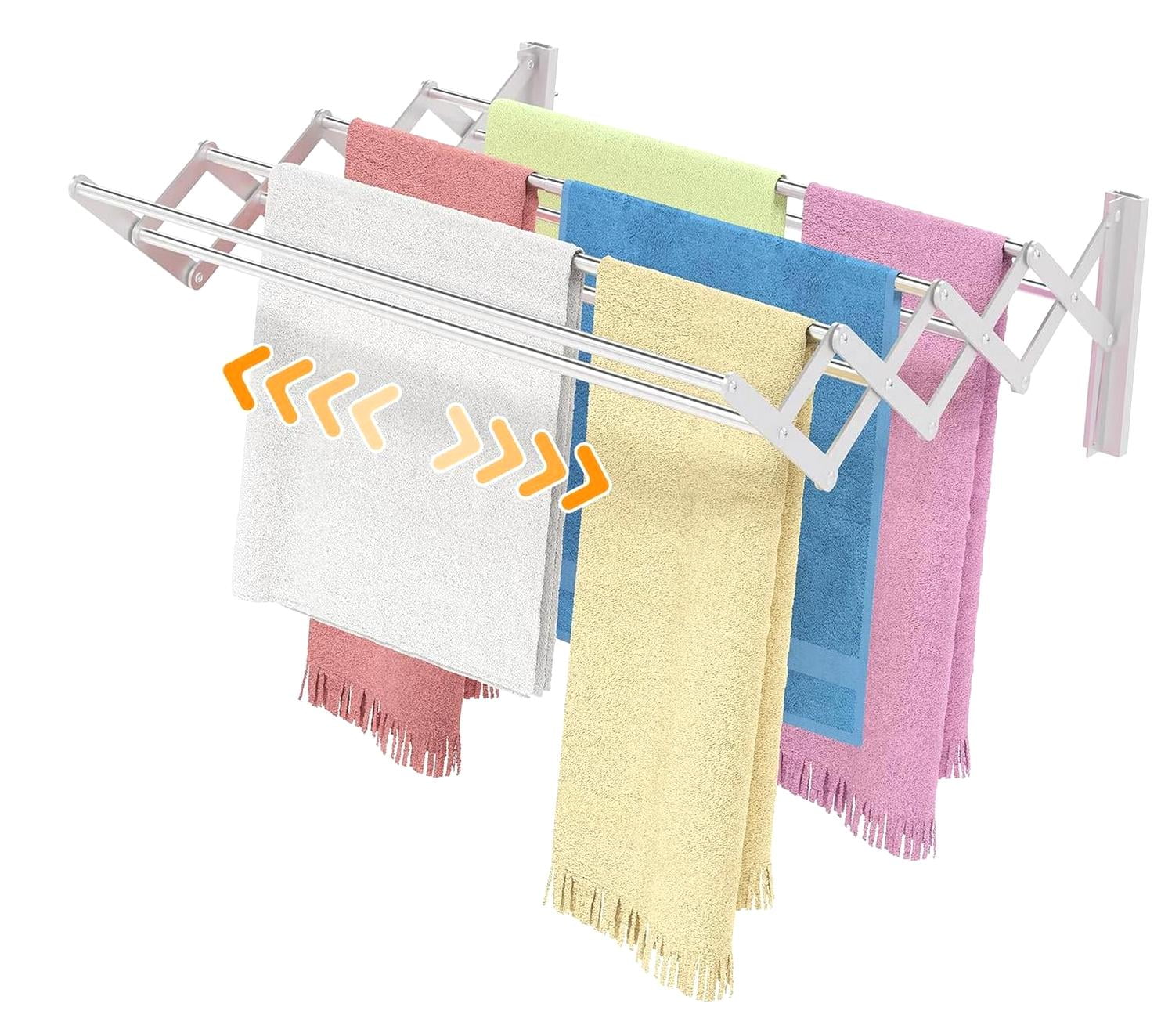 Dreamtimes Wall-Mounted Garment Drying Stand, Spacious Rustproof ...