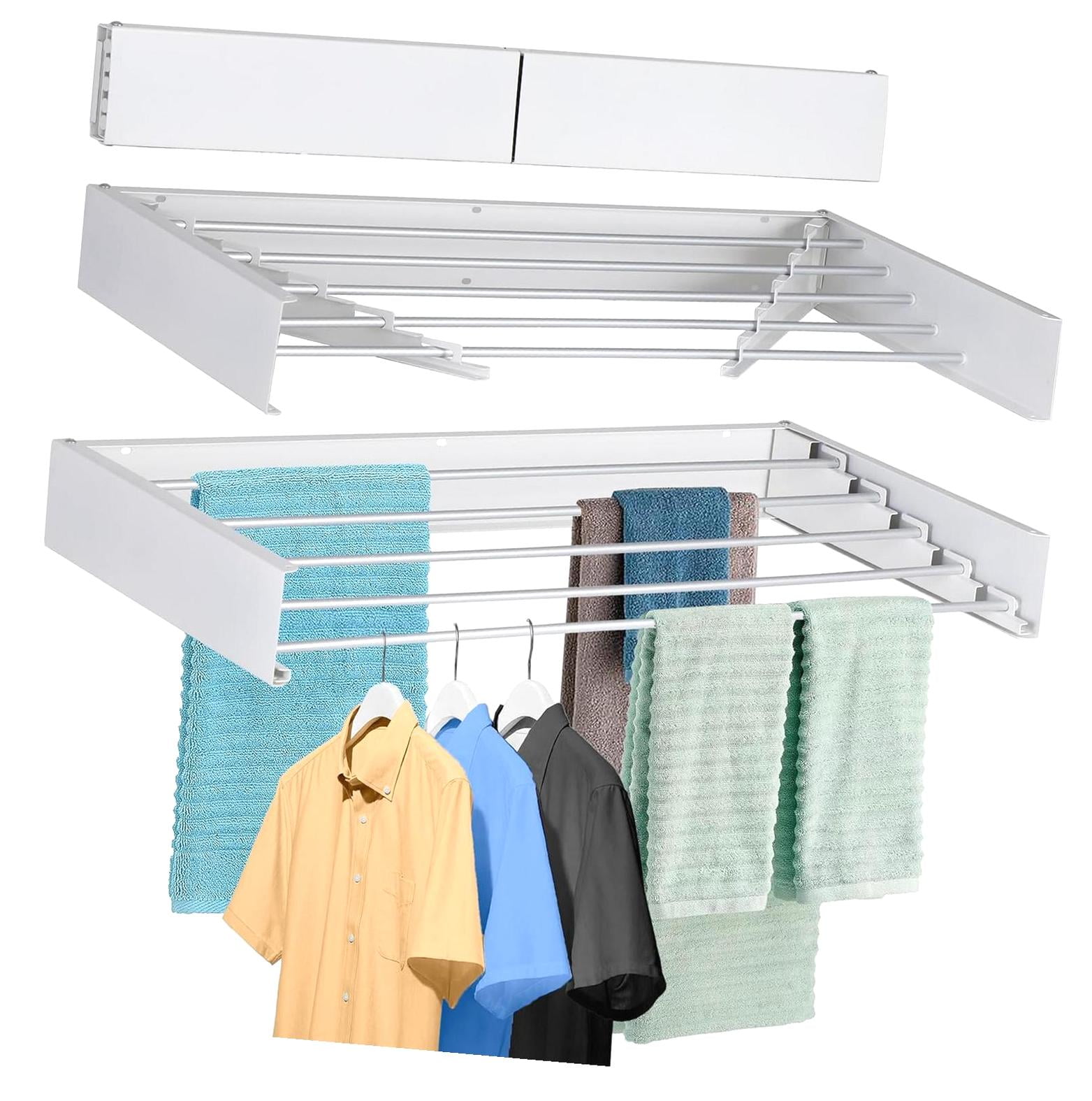 Dreamtimes Wall-Mounted Laundry Drying Rack, Collapsible with 5 ...