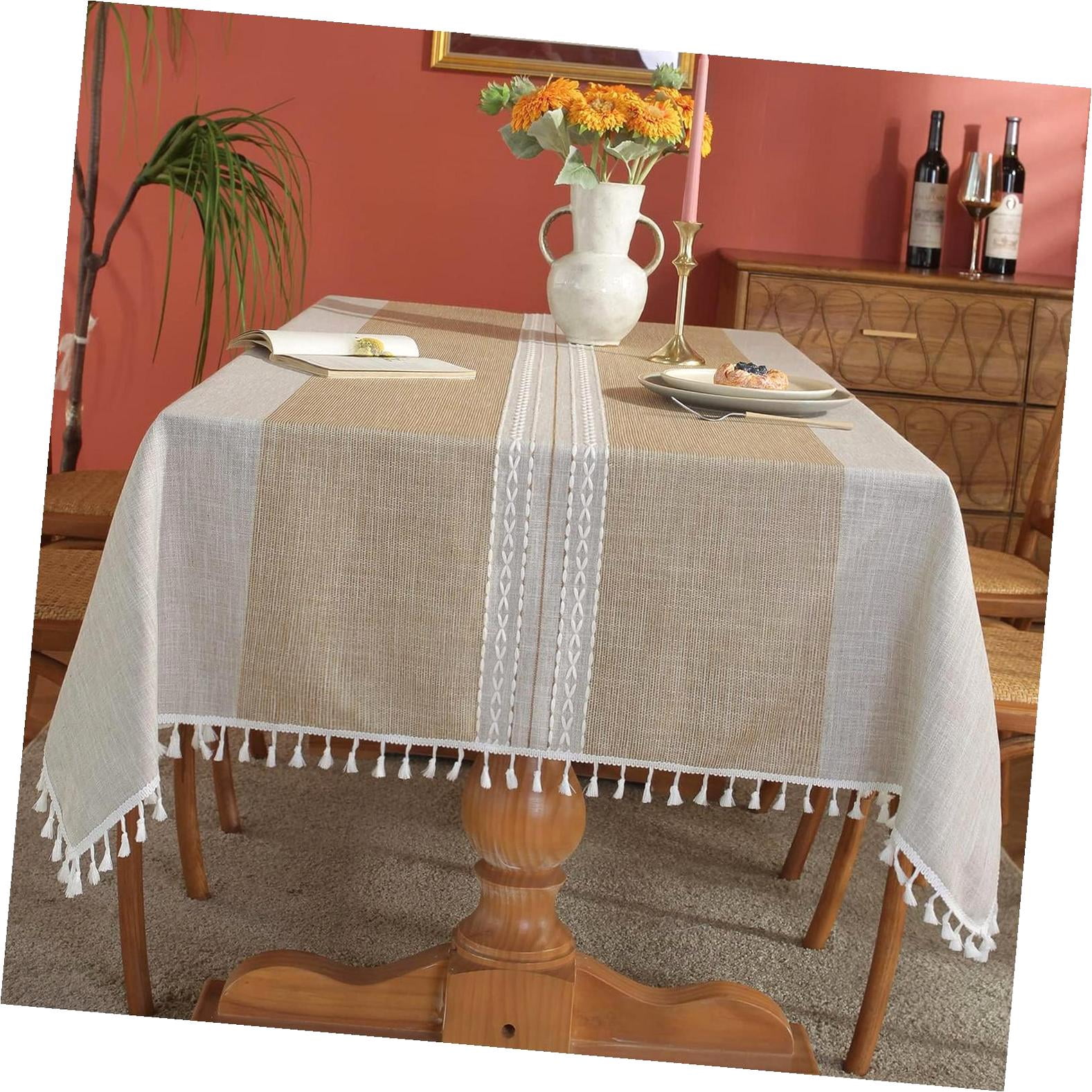 Dreamtimes Water-Resistant Table Linens with Embroidered Fringe, Cotton ...
