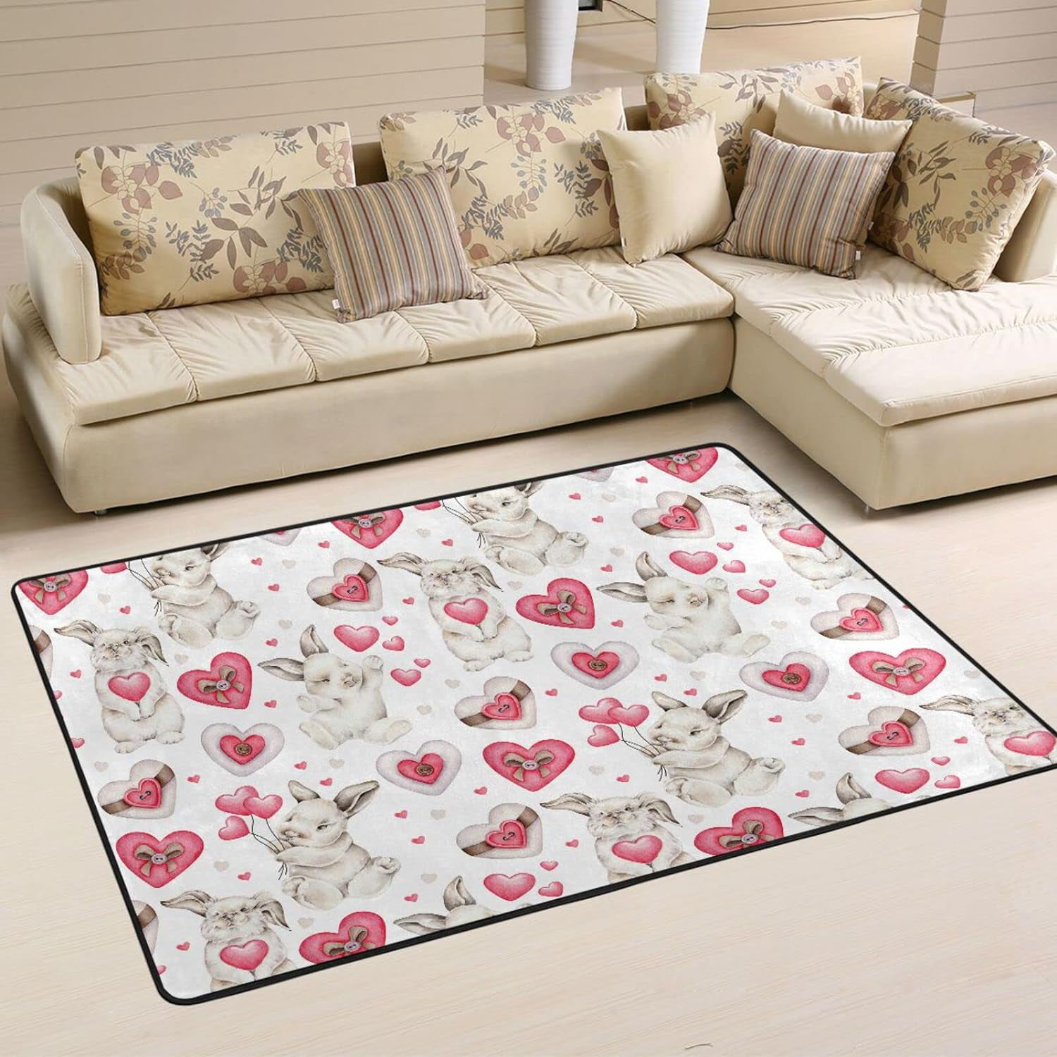 Dreamtimes Watercolor Bunny Rabbits Non-Slip Area Rug 36"x24 ...