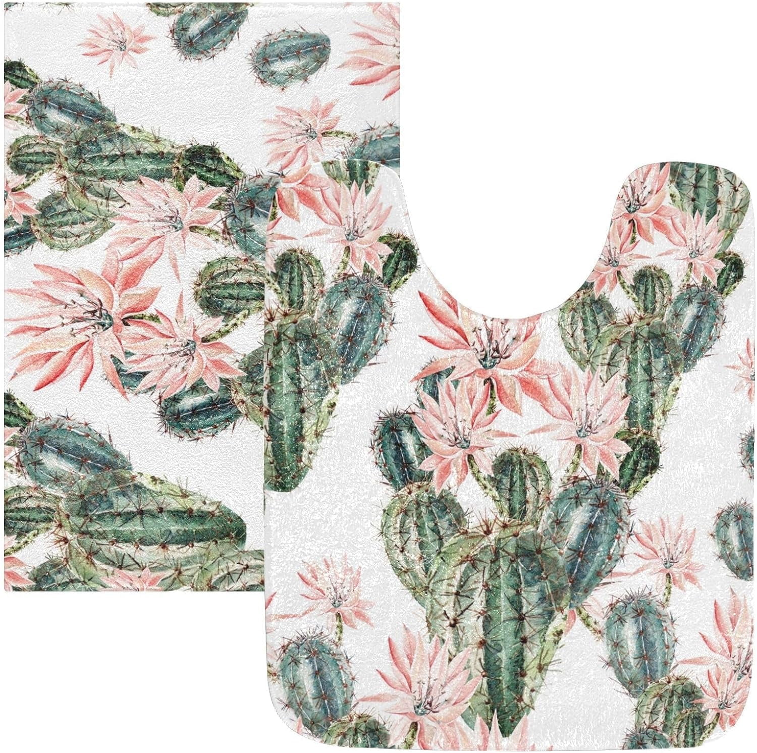 Dreamtimes Watercolor Cactus Flower Cacti Floral Bath Mat for Bathroom ...
