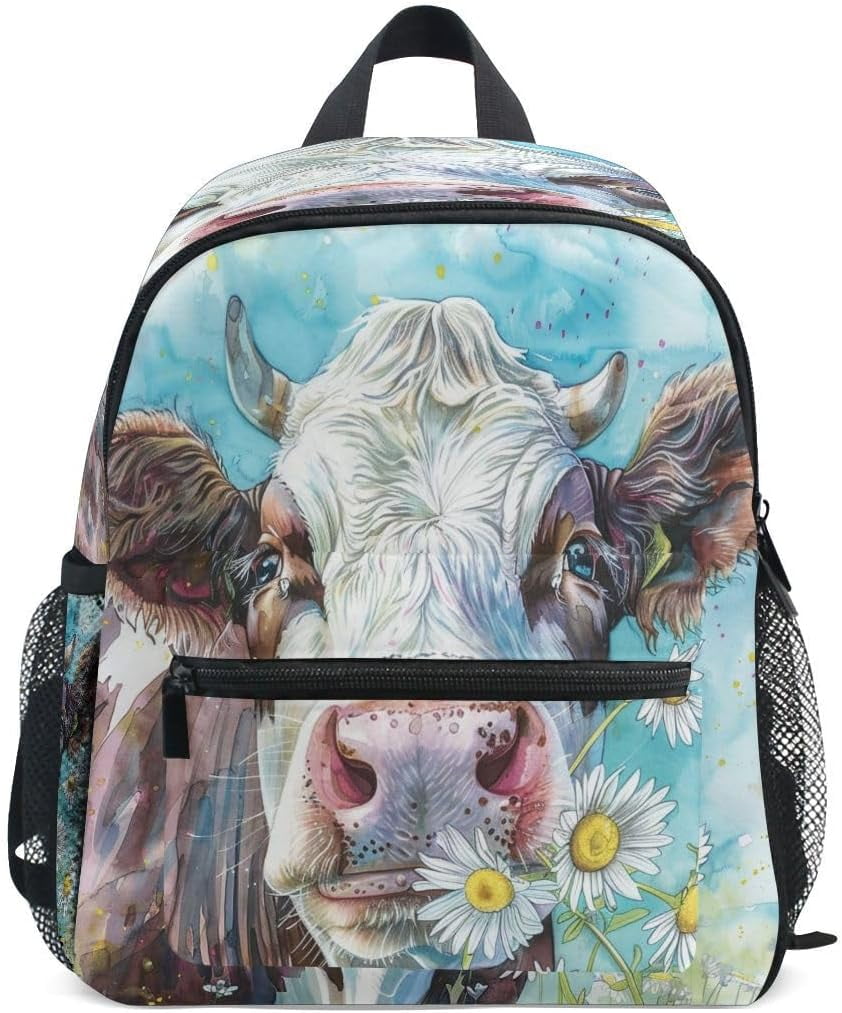 Dreamtimes Watercolor Cows Daisy Blossom Toddler Backpack Kid's School ...