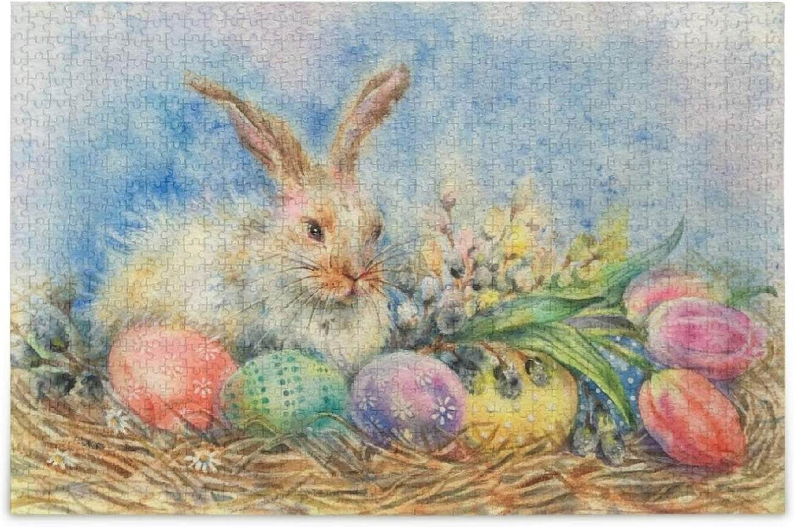 Dreamtimes Watercolor Easter Bunny Jigsaw Puzzles for Adults 500 Pieces ...
