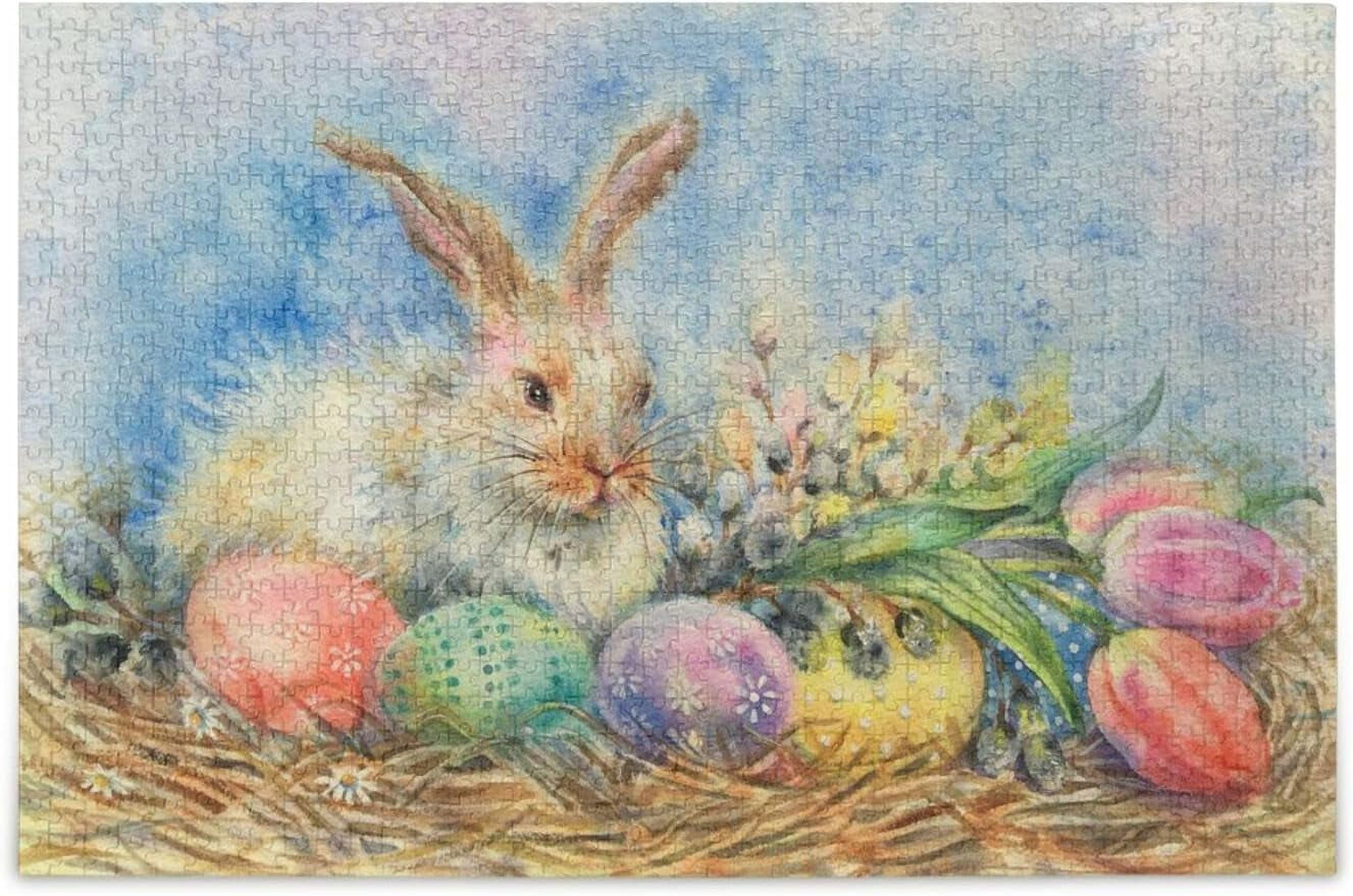 Dreamtimes Watercolor Easter Bunny Wooden Jigsaw Puzzles, Intellectual ...