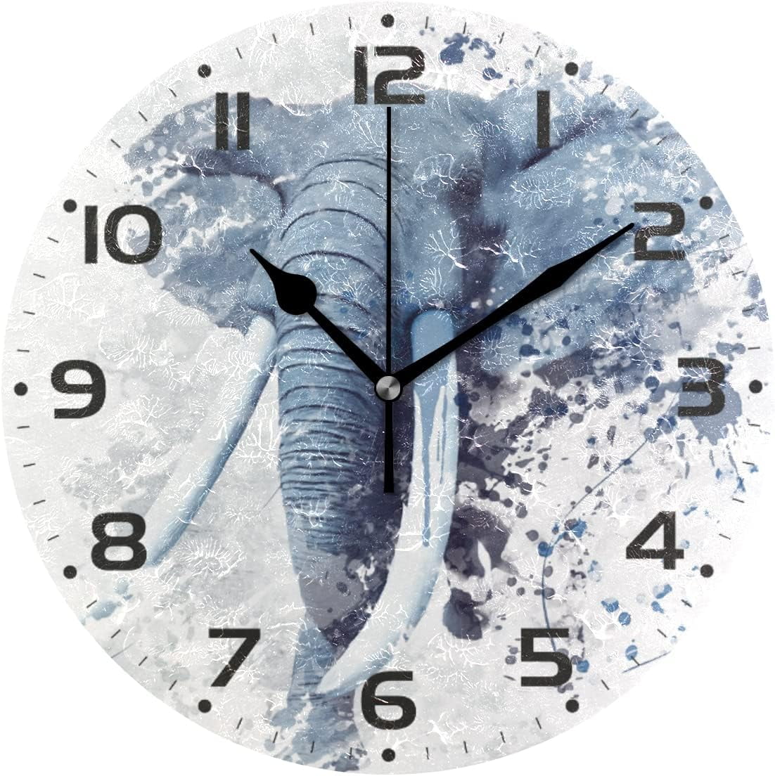 Dreamtimes Watercolor Elephant Wall Clock, 10 Inch Silent Non Ticking ...