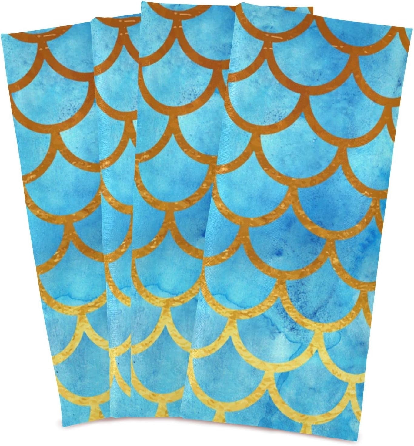 Dreamtimes Watercolor Fish Mermaid Scales Kitchen Towels Set of 4 ...