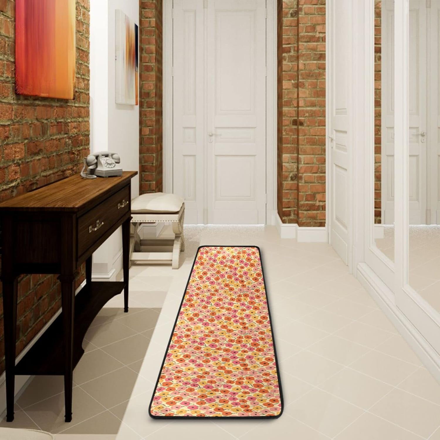 Dreamtimes Watercolor Floral Hallway Runner Rug 2'x6' Kitchen Rug with ...