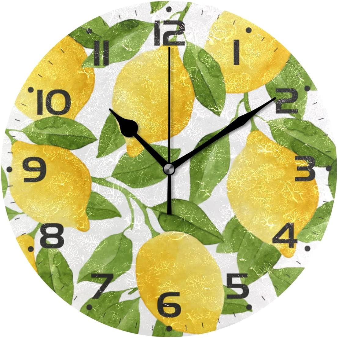 Dreamtimes Watercolor Lemons Wall Clock, 10 Inch Silent Non Ticking ...