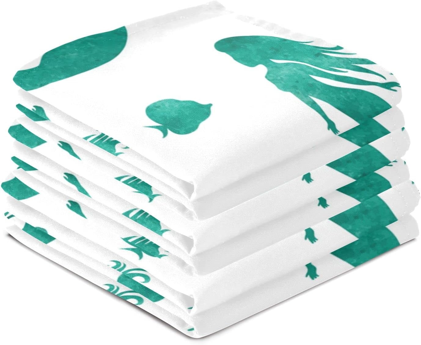 Dreamtimes Watercolor Mermaid Green Kitchen Towels Set of 6 Dishcloths ...