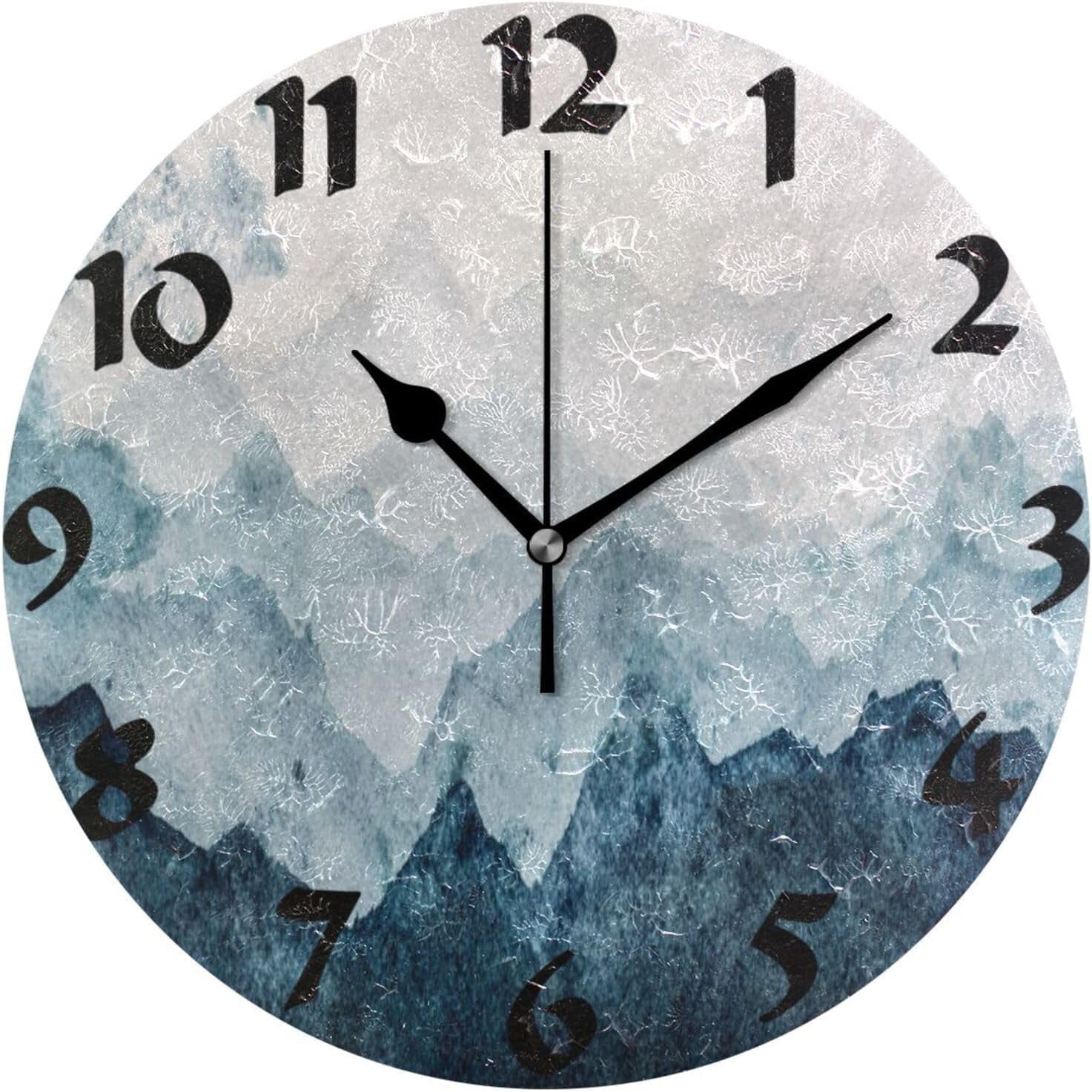 Dreamtimes Watercolor Mountains Wall Clock,Silent Non Ticking 10 Inch ...