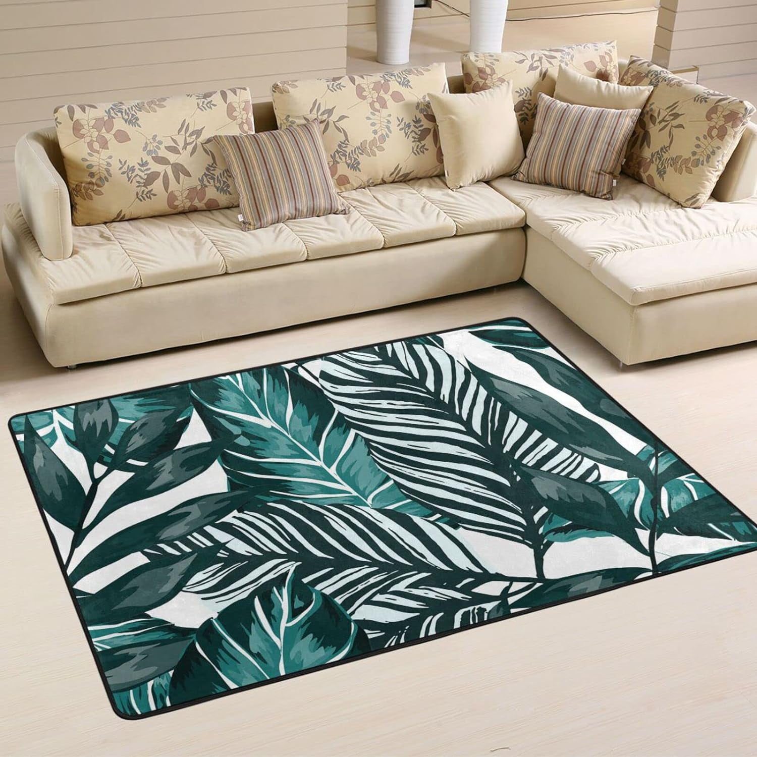 Dreamtimes Watercolor Palm Trees Area Rug 72x48in Summer Tropical ...