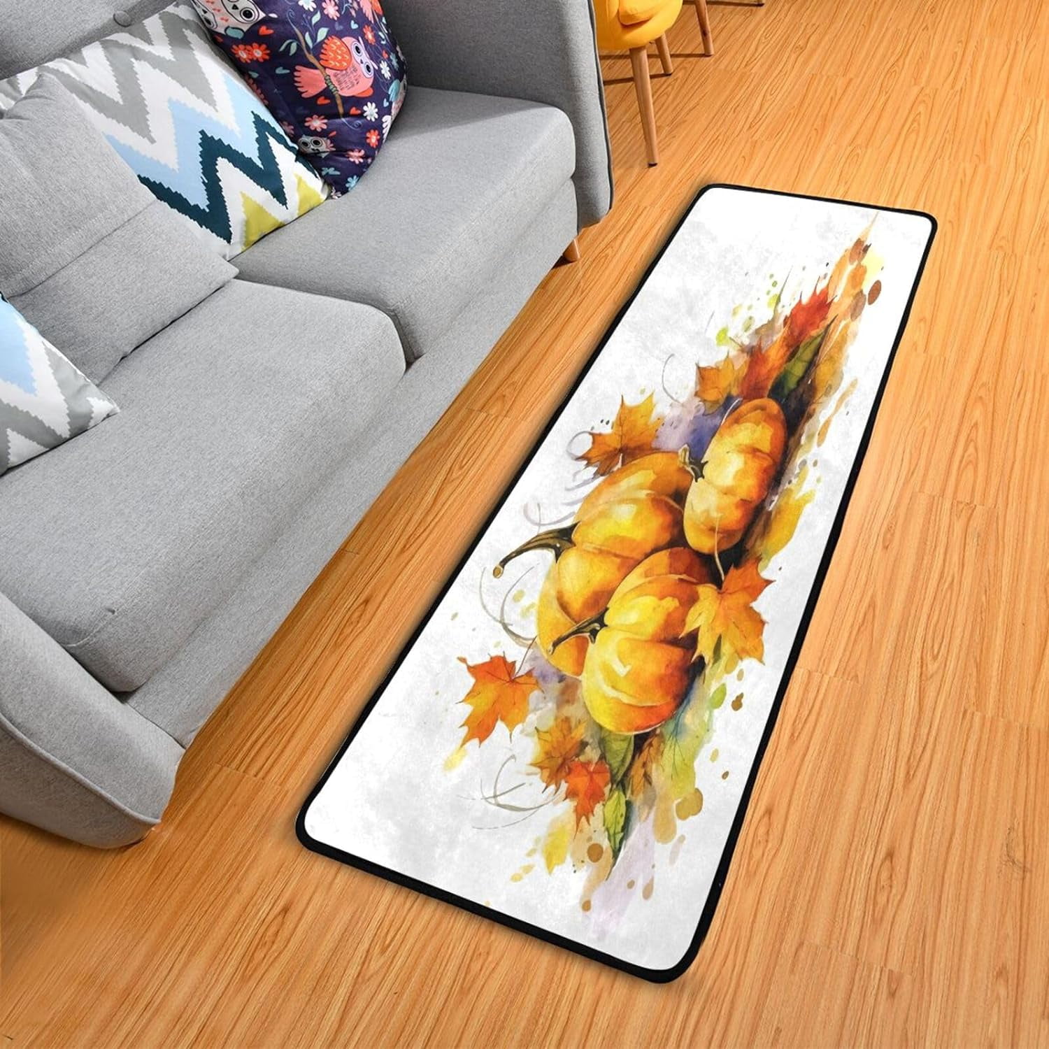 Dreamtimes Watercolor Pumpkin Hallway Runner Rug 2'x6' Kitchen Rug with ...