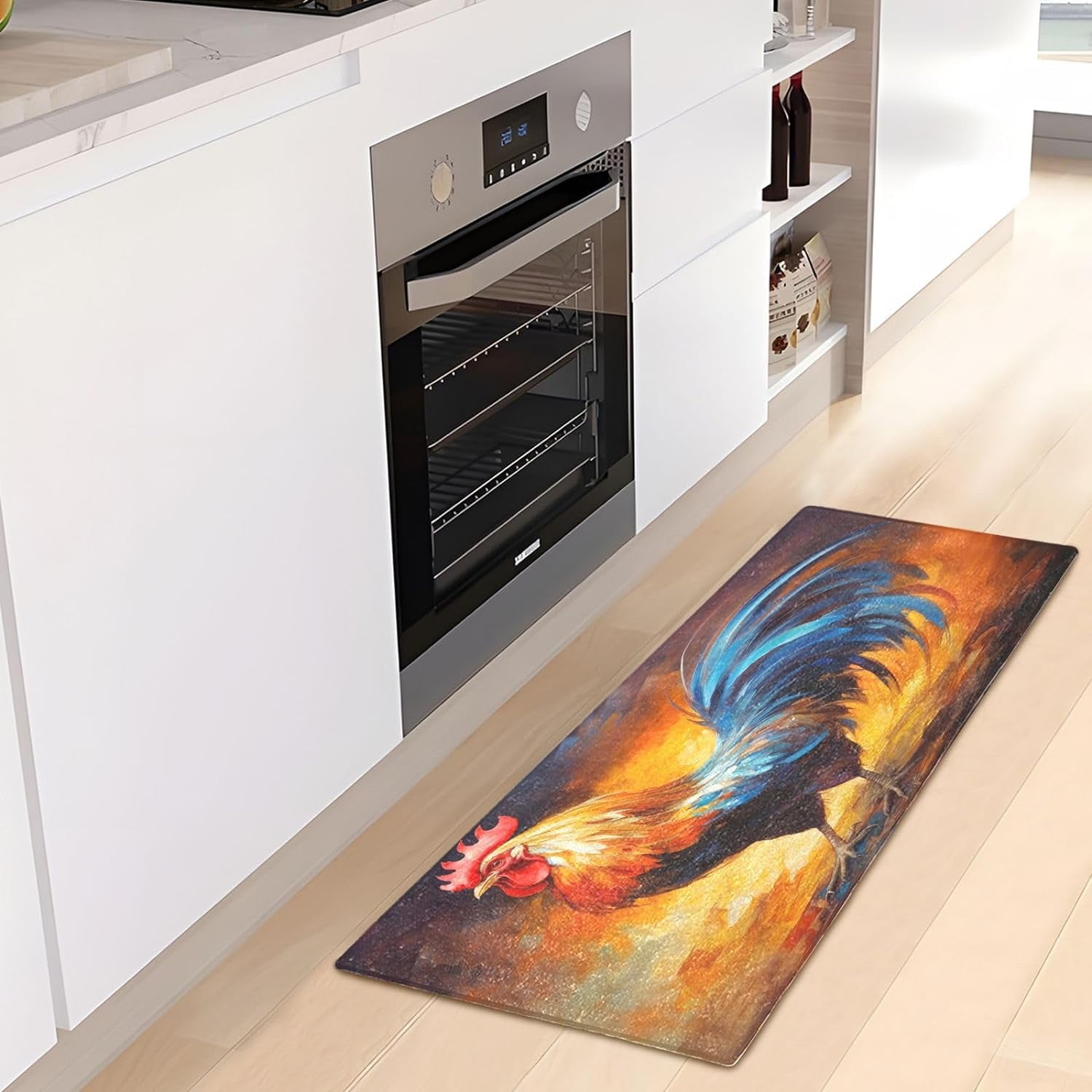 Dreamtimes Watercolor Rooster Kitchen Mat 20"x39", Non Skid Kitchen ...