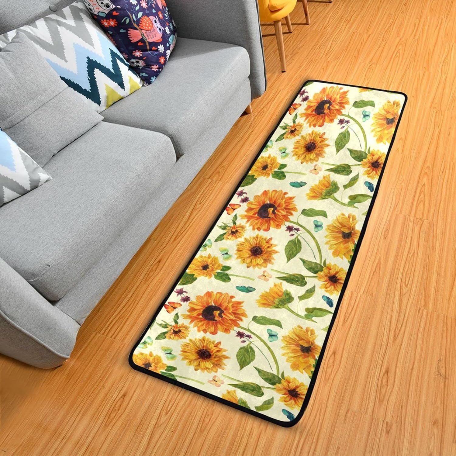 Dreamtimes Watercolor Sunflowers Hallway Runner Rug 2'x6' Kitchen Rug ...