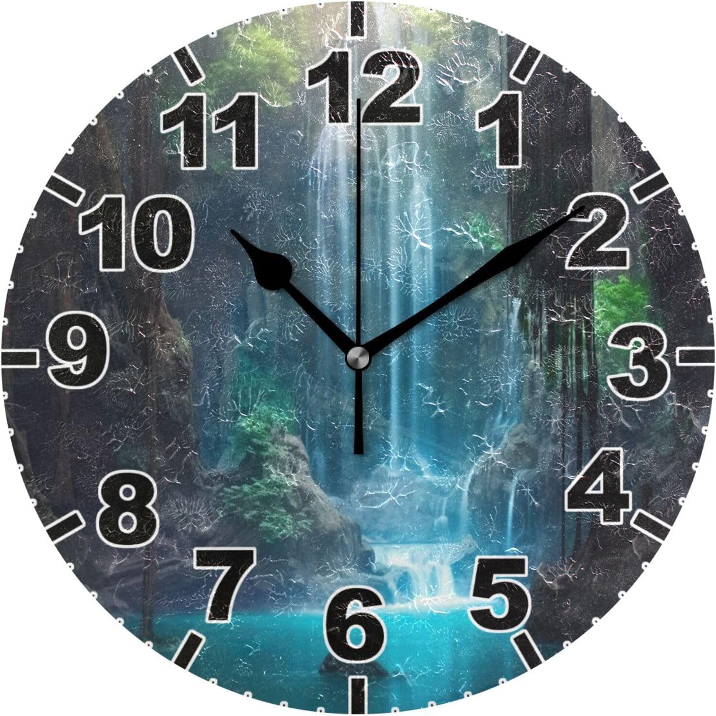 Dreamtimes Waterfall Round Wall Clock, Battery Operated Silent Non ...
