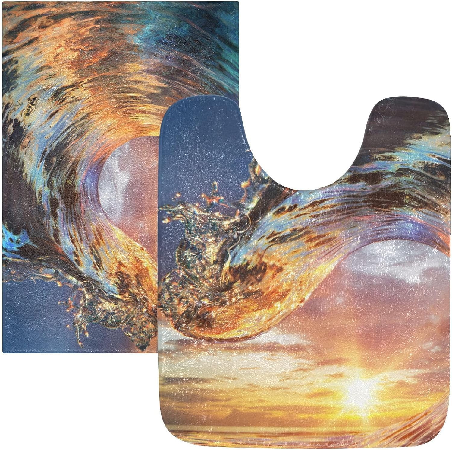 Dreamtimes Waves Sunset Beach Summer Bath Mat for Bathroom Shower U ...