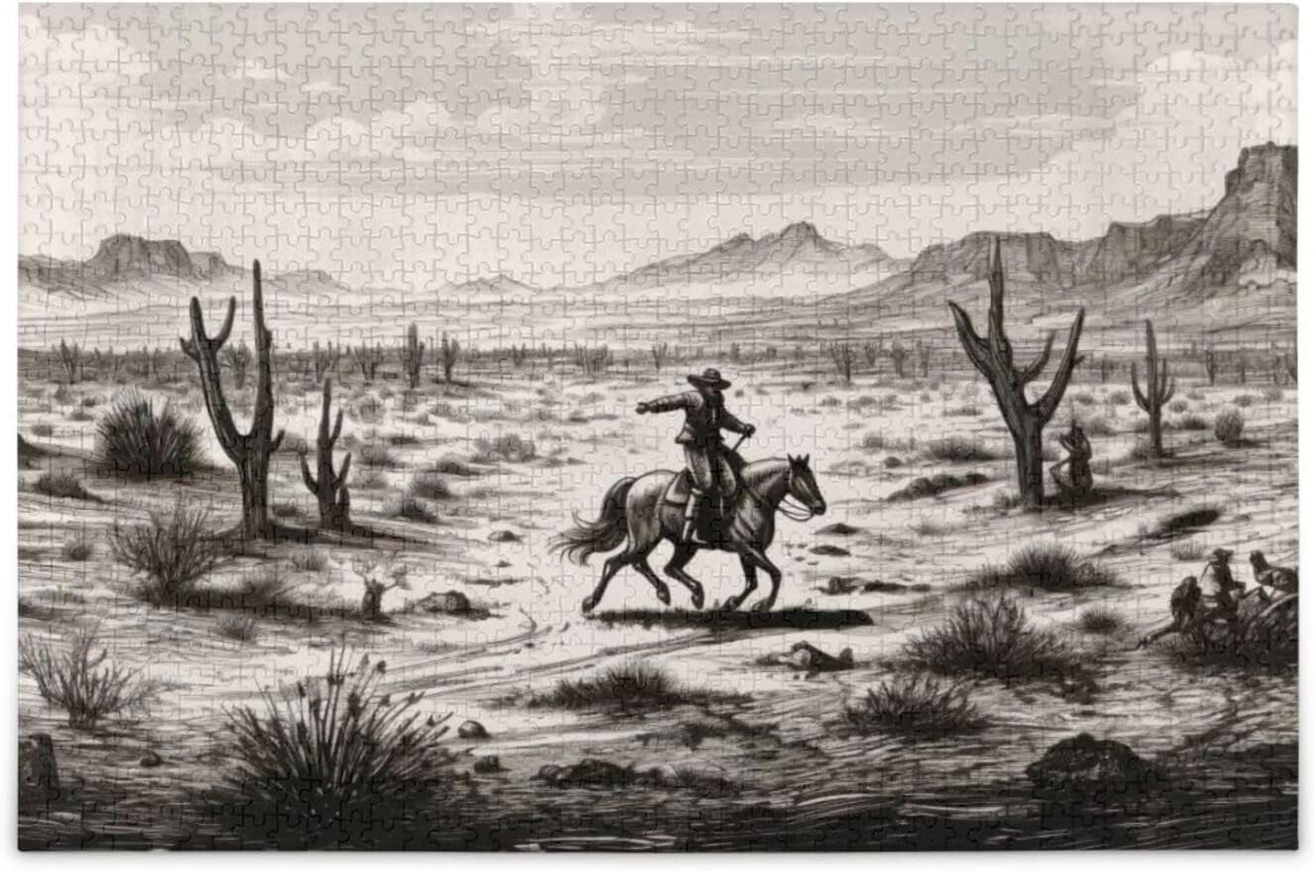 Western Desert Cowboy Wooden Jigsaw Puzzles, Intellectual Entertainment ...