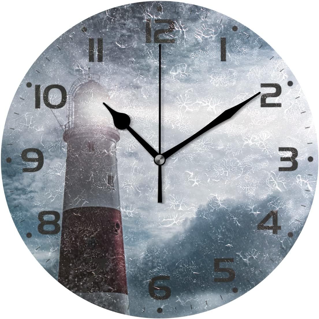 Dreamtimes White Lighthouse Wall Clock, 10 Inch Silent Non Ticking ...