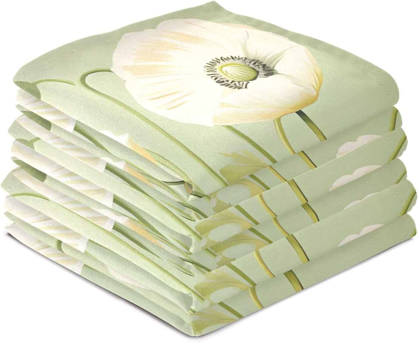 Dreamtimes White Poppy Flower Kitchen Towel, Dish Towels Quick Drying ...