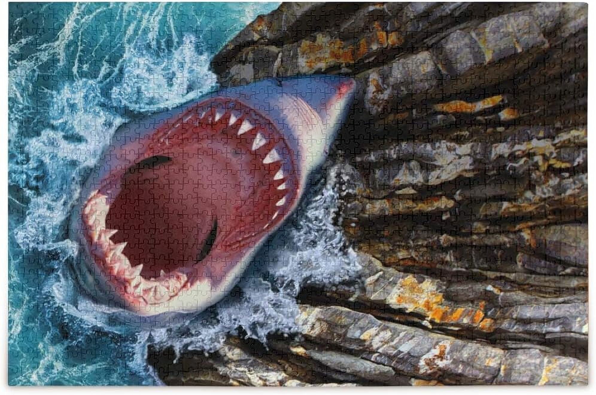 Dreamtimes White Shark Open Mouth Ocean Waves Water Sea Mountain Jigsaw ...